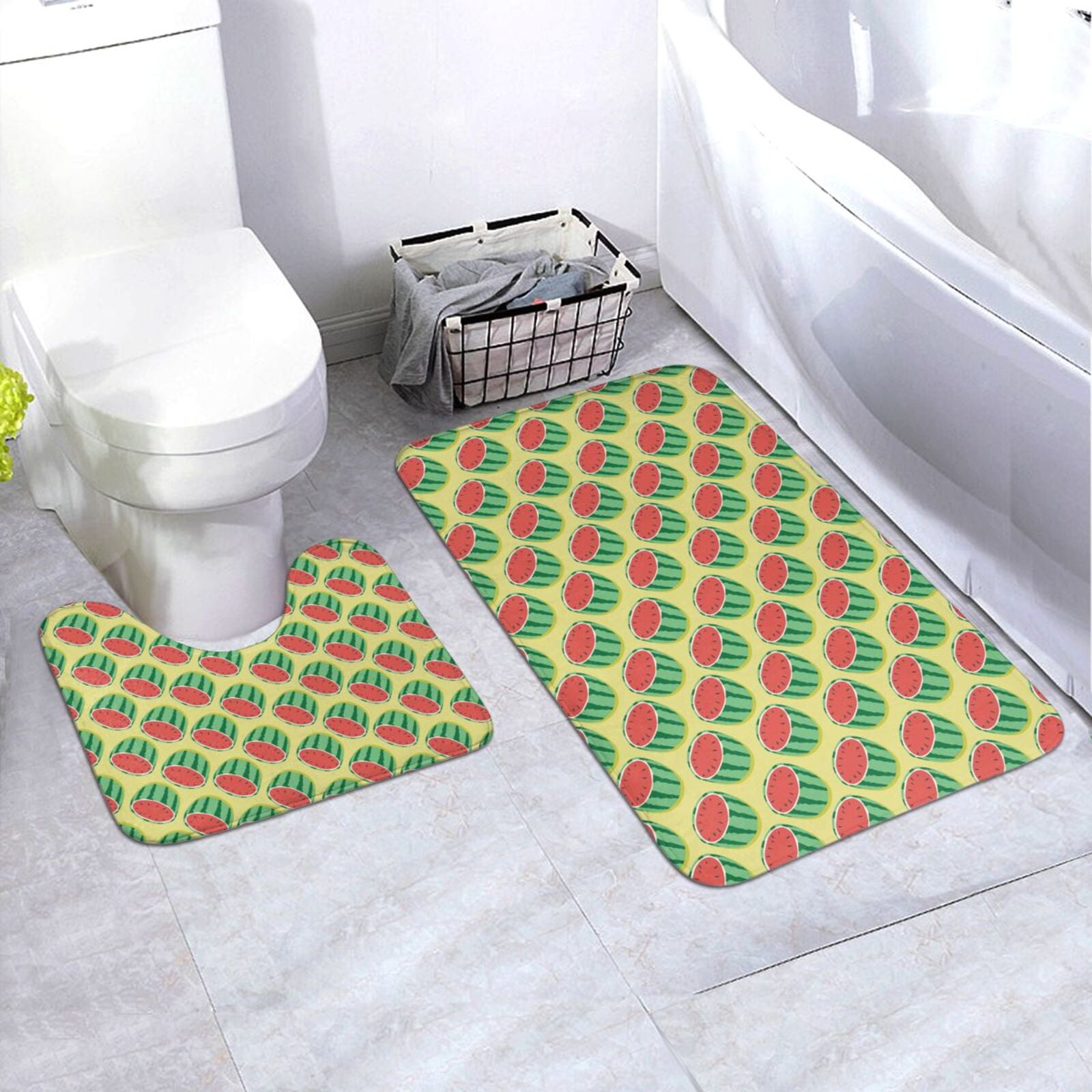 Xecao Summer Watermelon 2-Piece Vintage Seamless Anti-Skid Mat Set ...