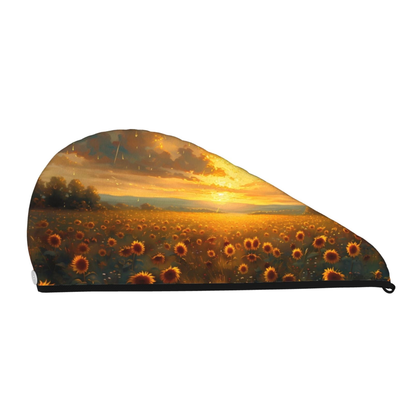 Xecao Sunflower Sunset Rainfall Print Hair Towel, Hair Turbans for Wet ...