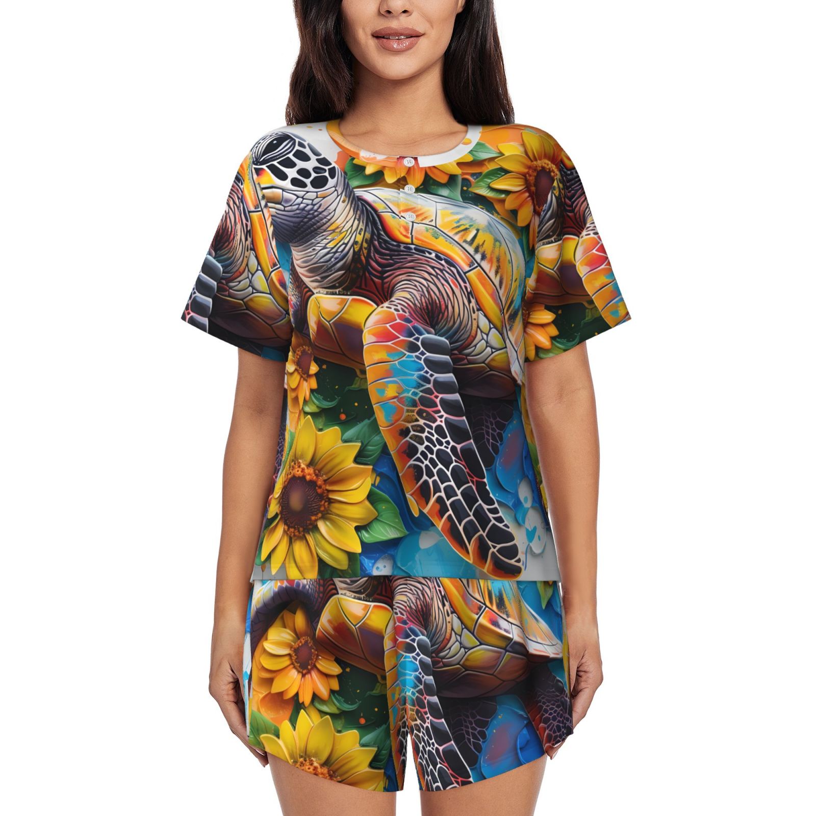 Xecao Sunflower Turtle print Swimsuit for women, Summer-ready, sporty ...