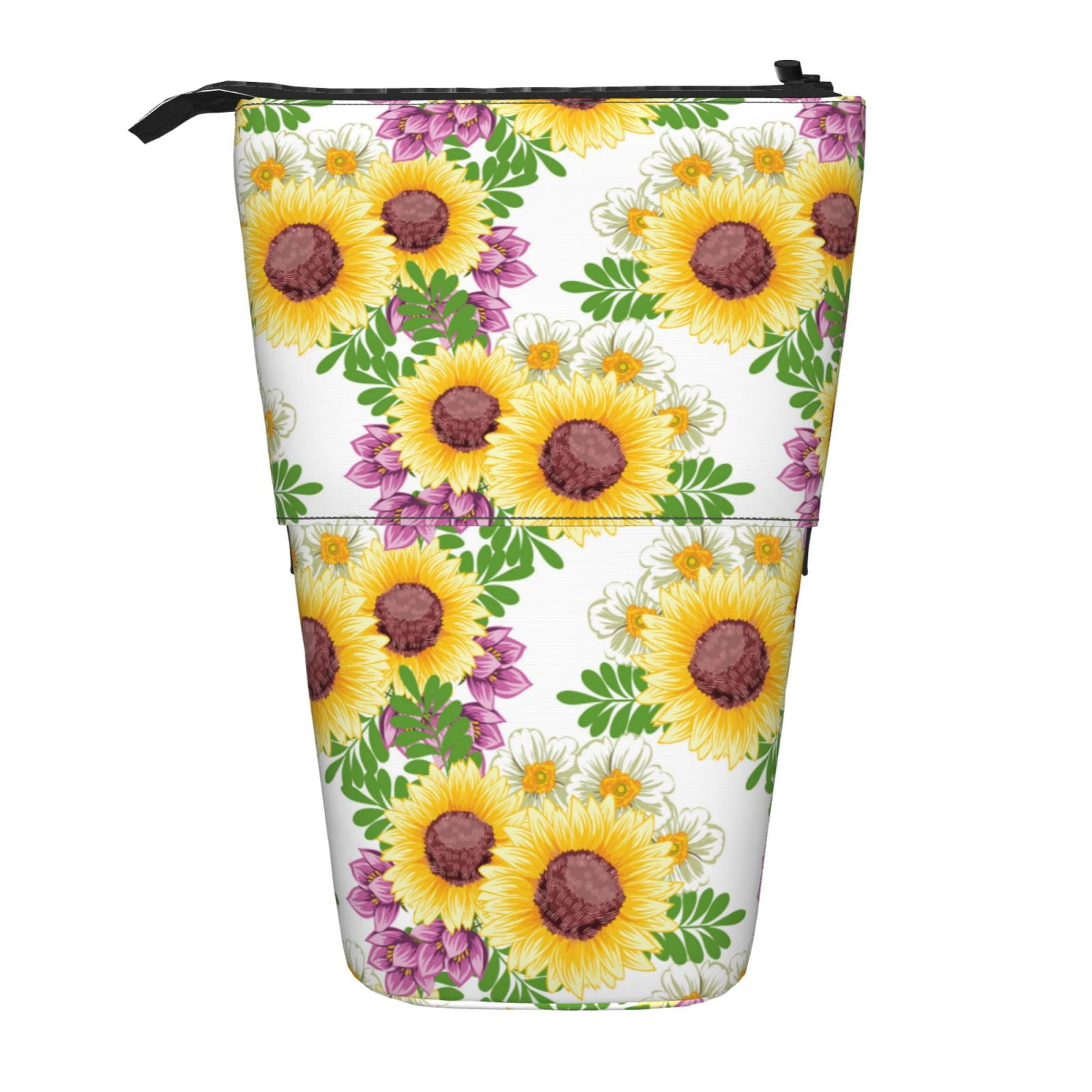 Xecao Sunflowers Print Telescopic Pencil Bag Pen Holder Pop Up ...