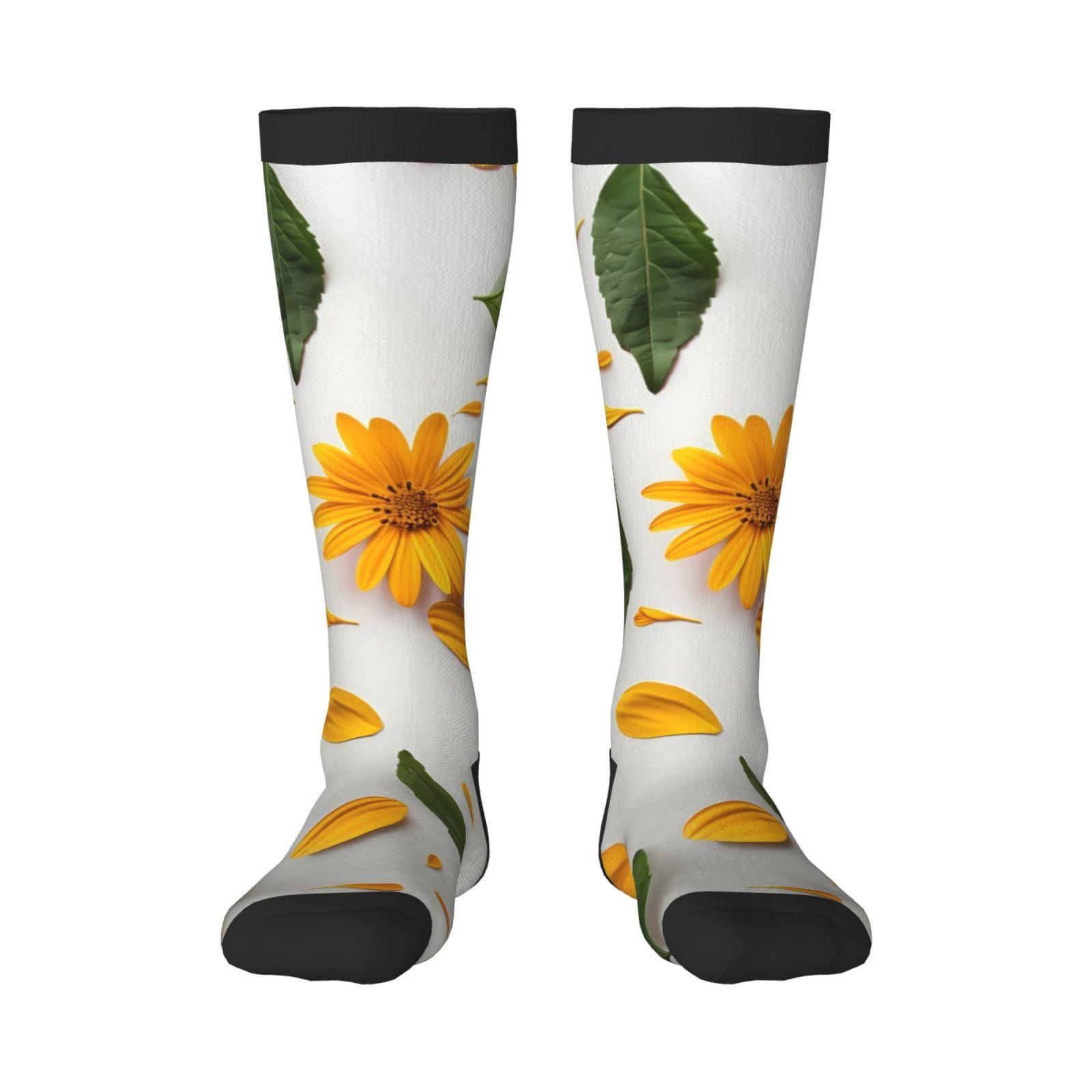 Xecao Sunny Yellow SunFlower Print Compression Socks for Both Men And ...