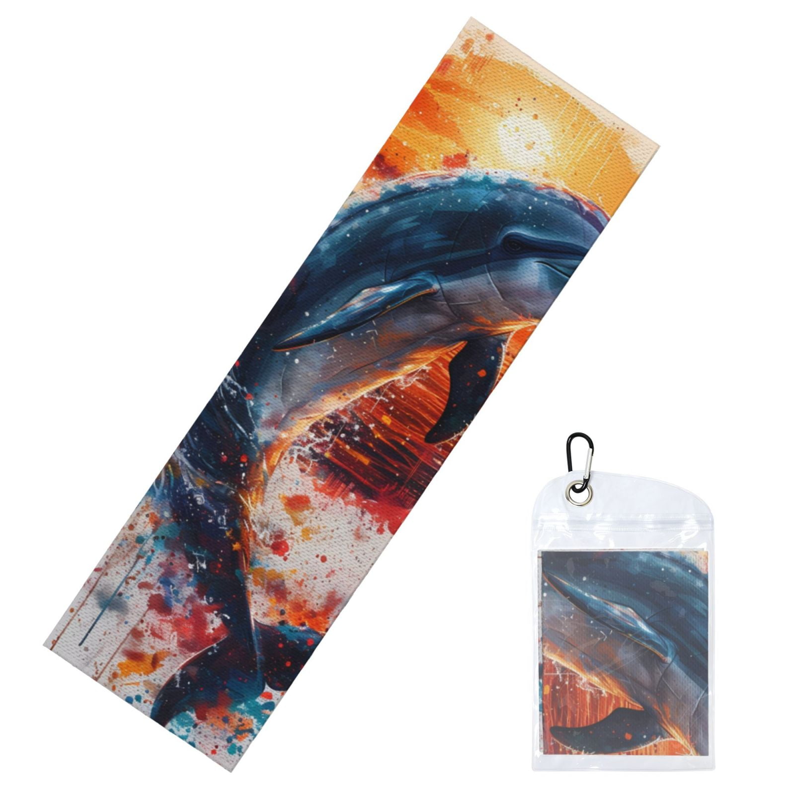 Xecao Sunset Ocean Watercolor Dolphin Ice Towel: a quick-dry, cold ...
