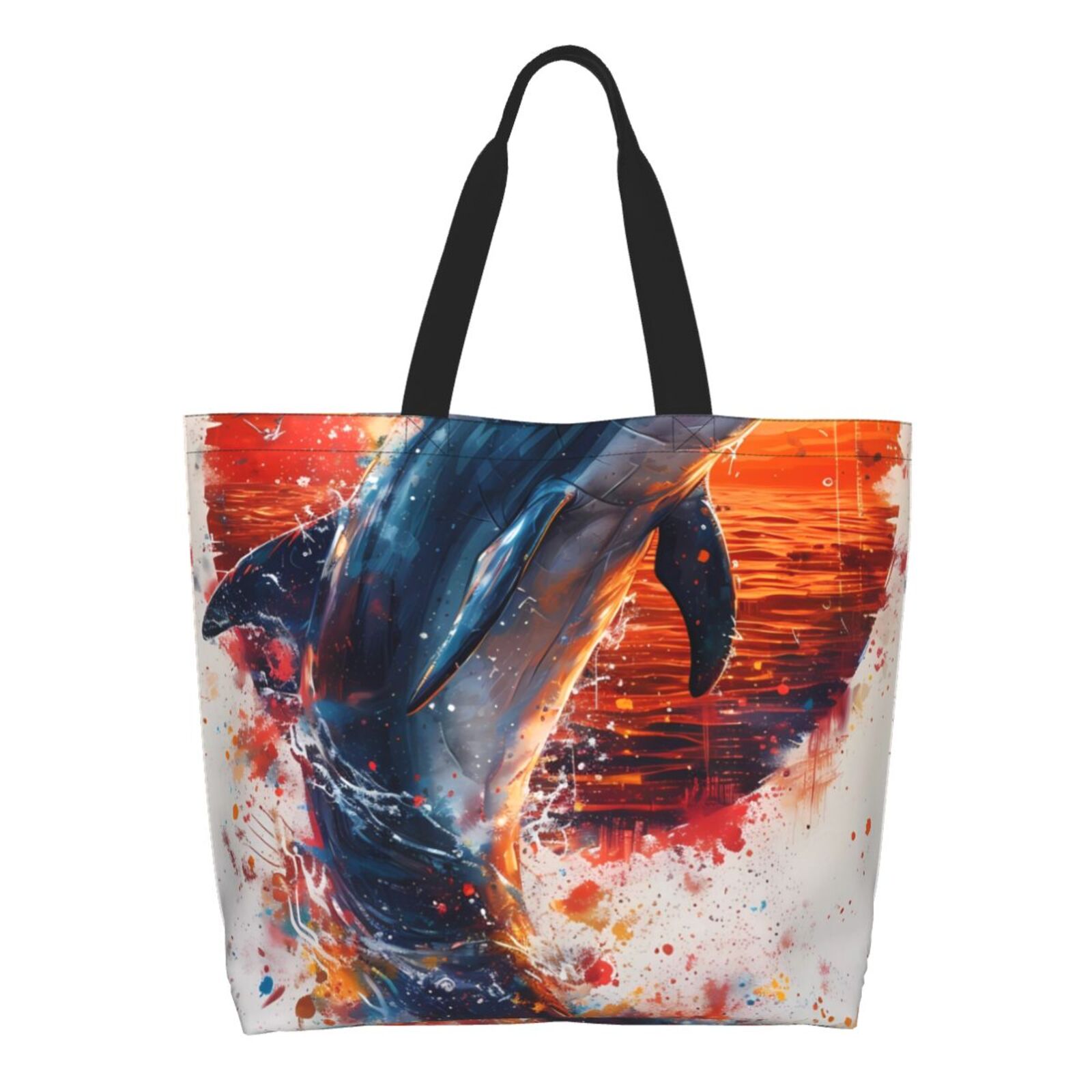 Xecao Sunset Ocean Watercolor Dolphin for Tote Bag for Women, Tote ...