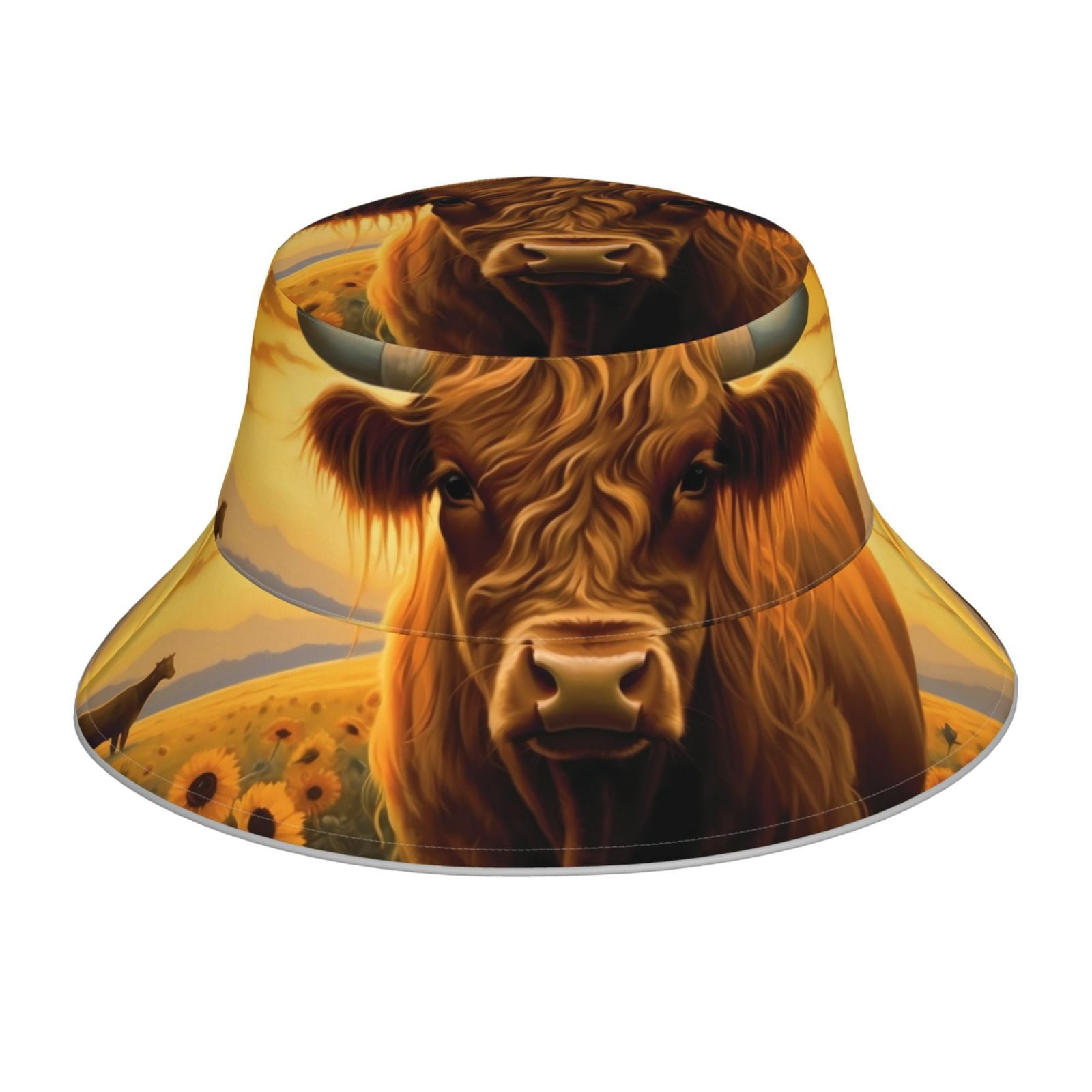 Xecao Sunset Sunflower Cow A Print Men and Women Night Reflective Hat ...