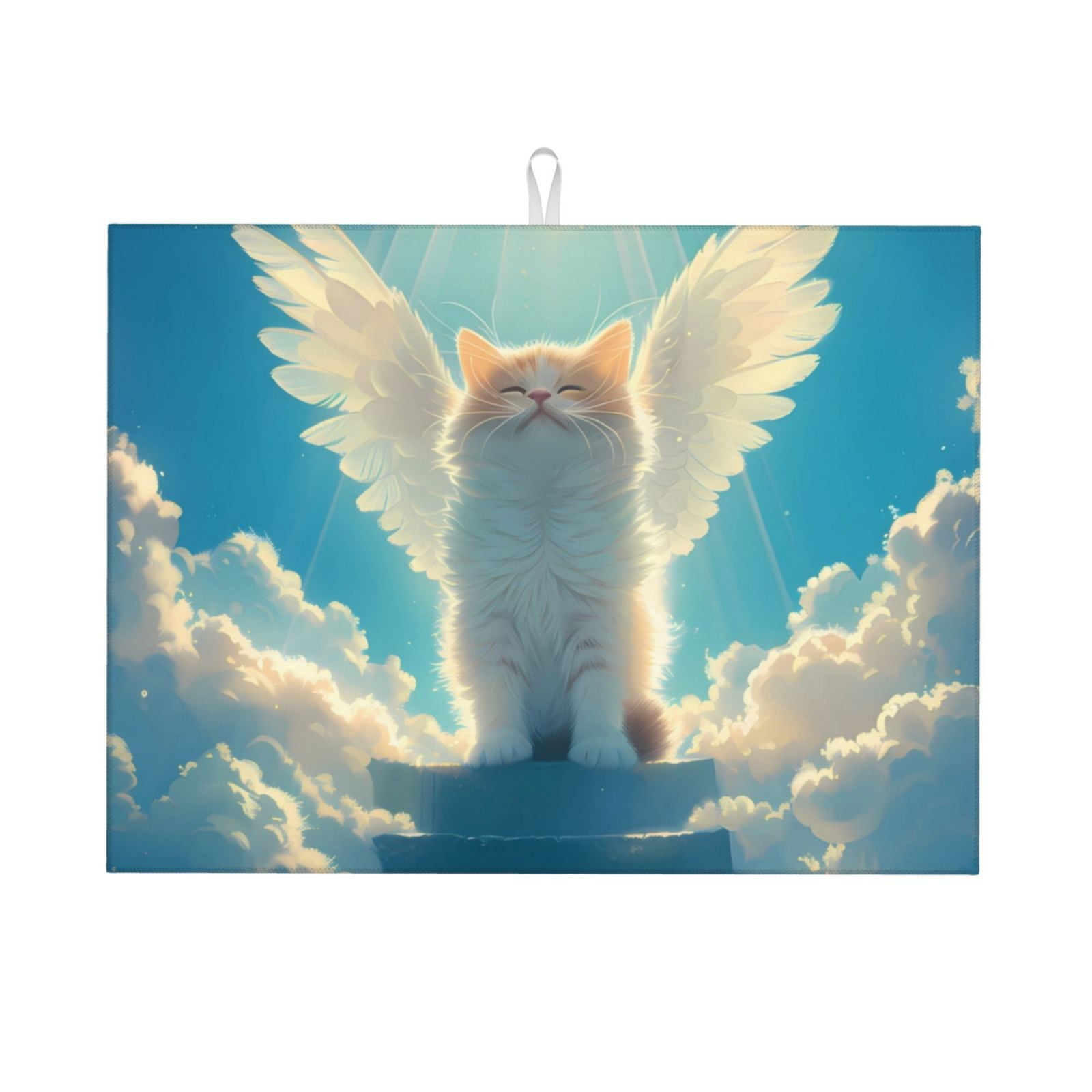 Xecao Sunshine Cute Winged Cat patten Microfiber Dish Drying Mat ...