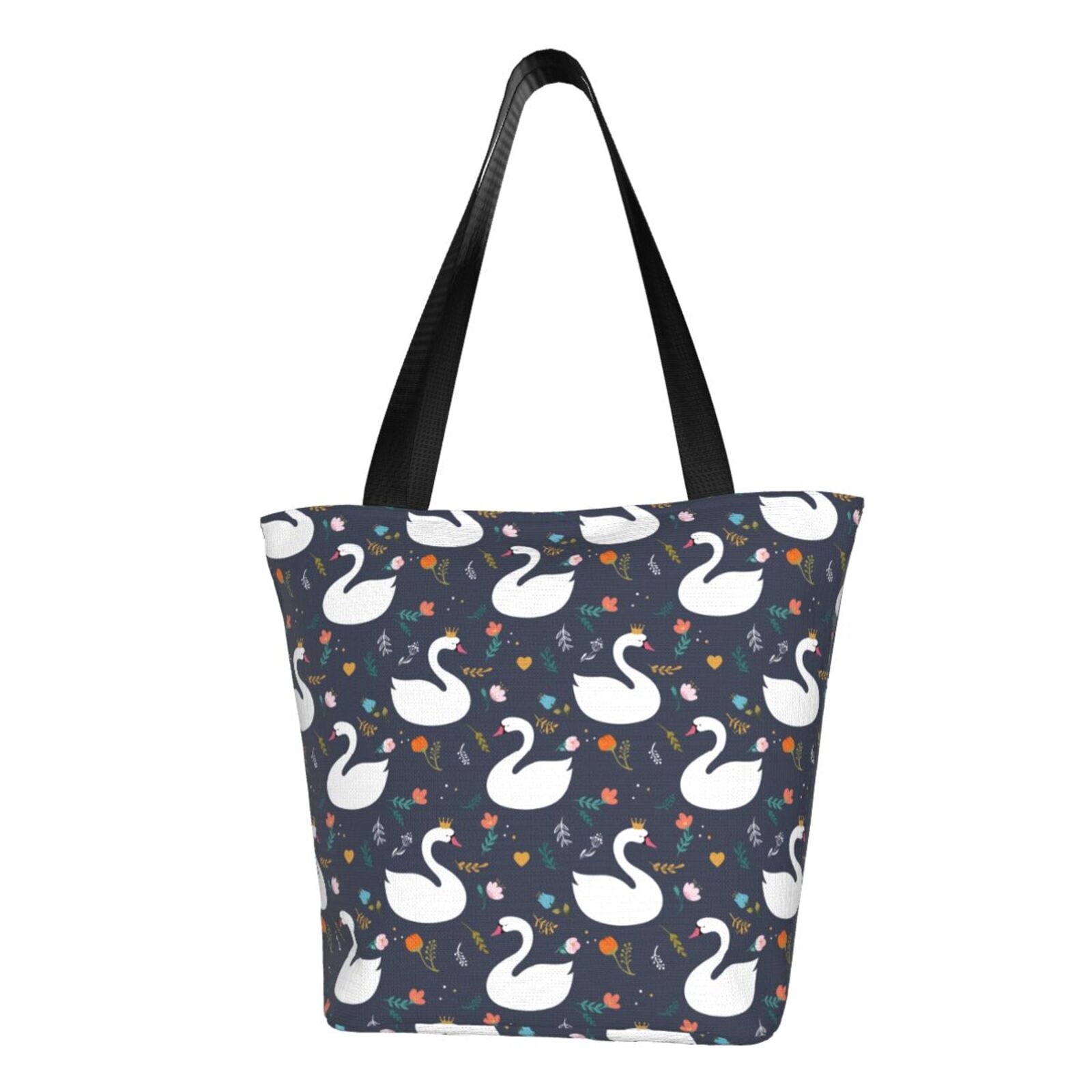 Xecao Swan And Flowers1 for Tote Bag for Women -Tote Shoulder Bag with A Little Pocket Inside ...