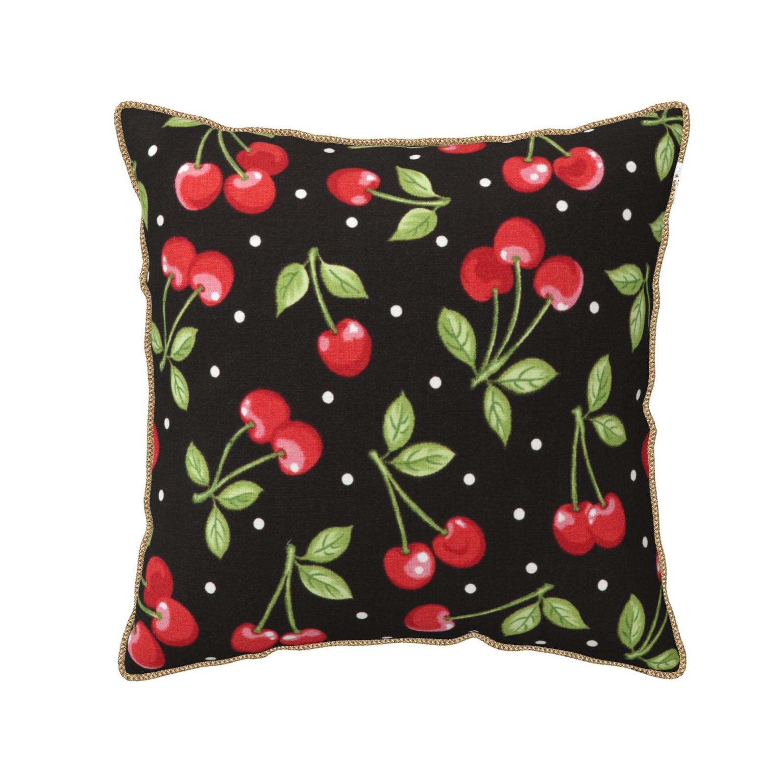 Xecao Sweet Red Cherry Print Soft Velvet Decorative Throw Pillow Covers ...