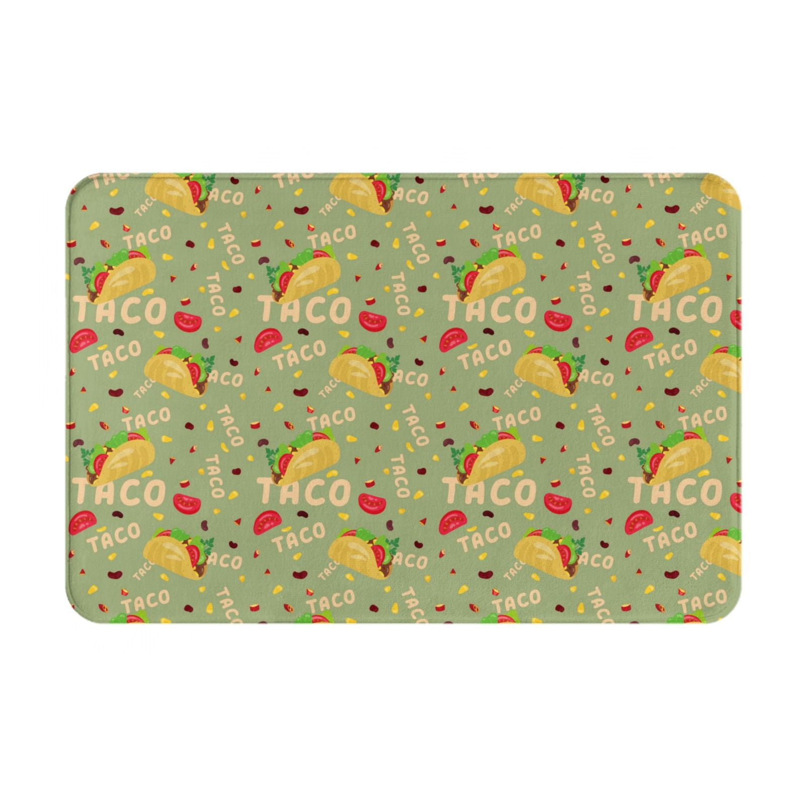 Xecao Taco print Flannel Mat: Non-slip, 16x24in. Ideal for kitchen ...