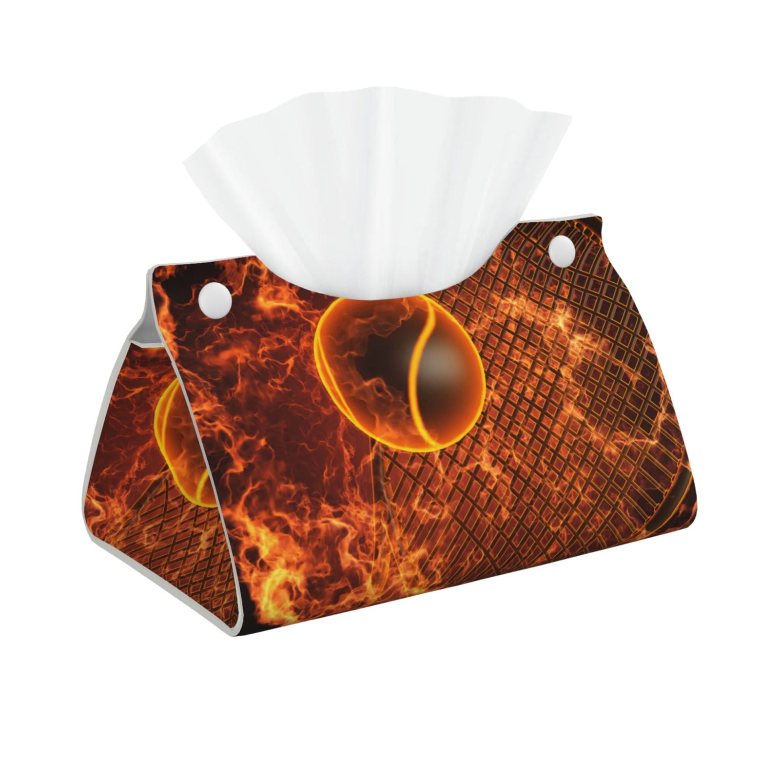 Xecao Tennis Racket In Fire Print Tissue Box Cover,Modern PVC Leather ...