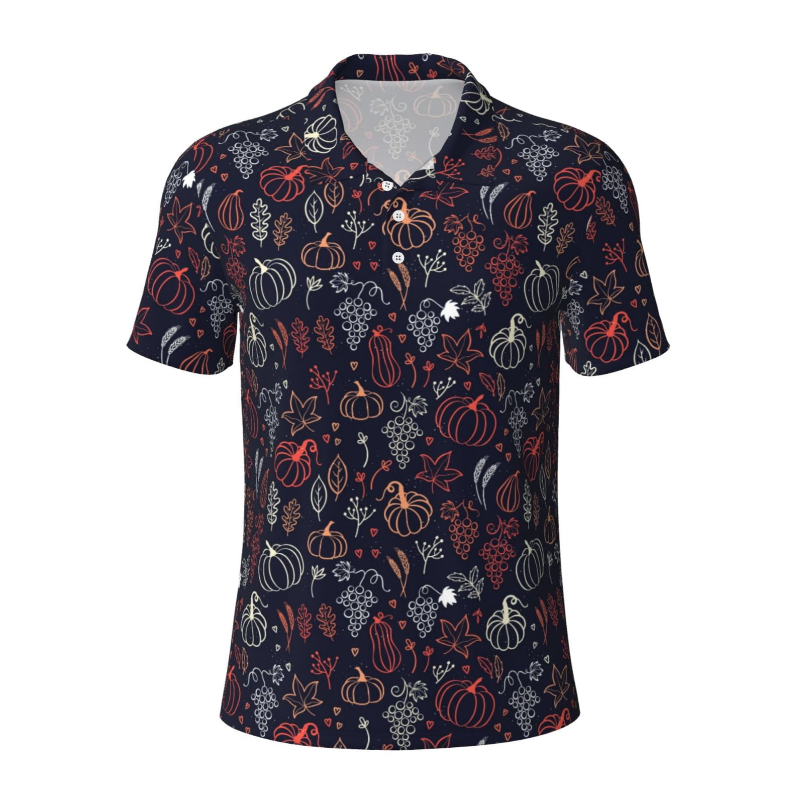 Xecao Thanksgiving Seamless Pattern for Mens' Casual Short Sleeve ...