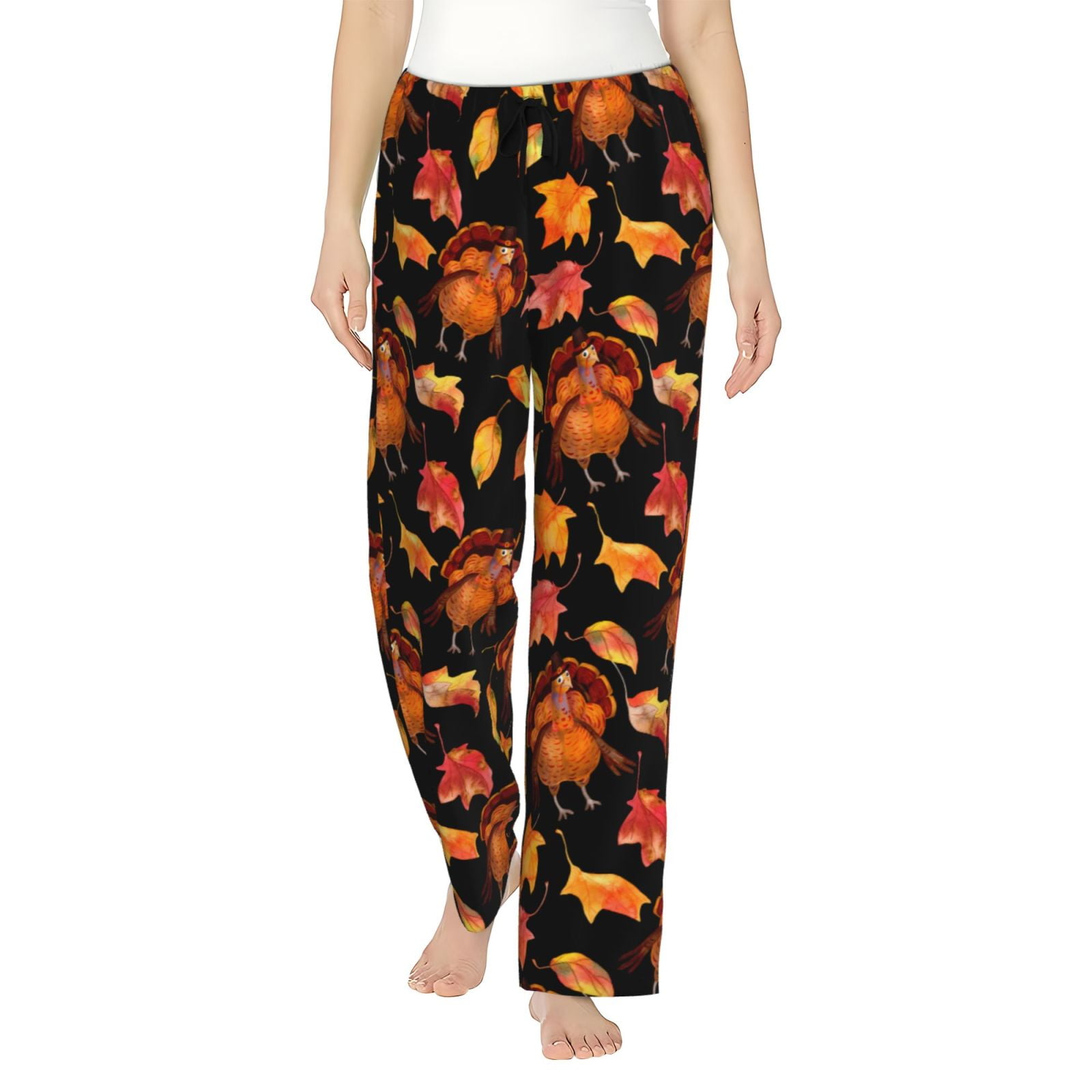 Xecao Thanksgiving Turkey 1 Print Women's Straight Lounge Pajama Pants ...
