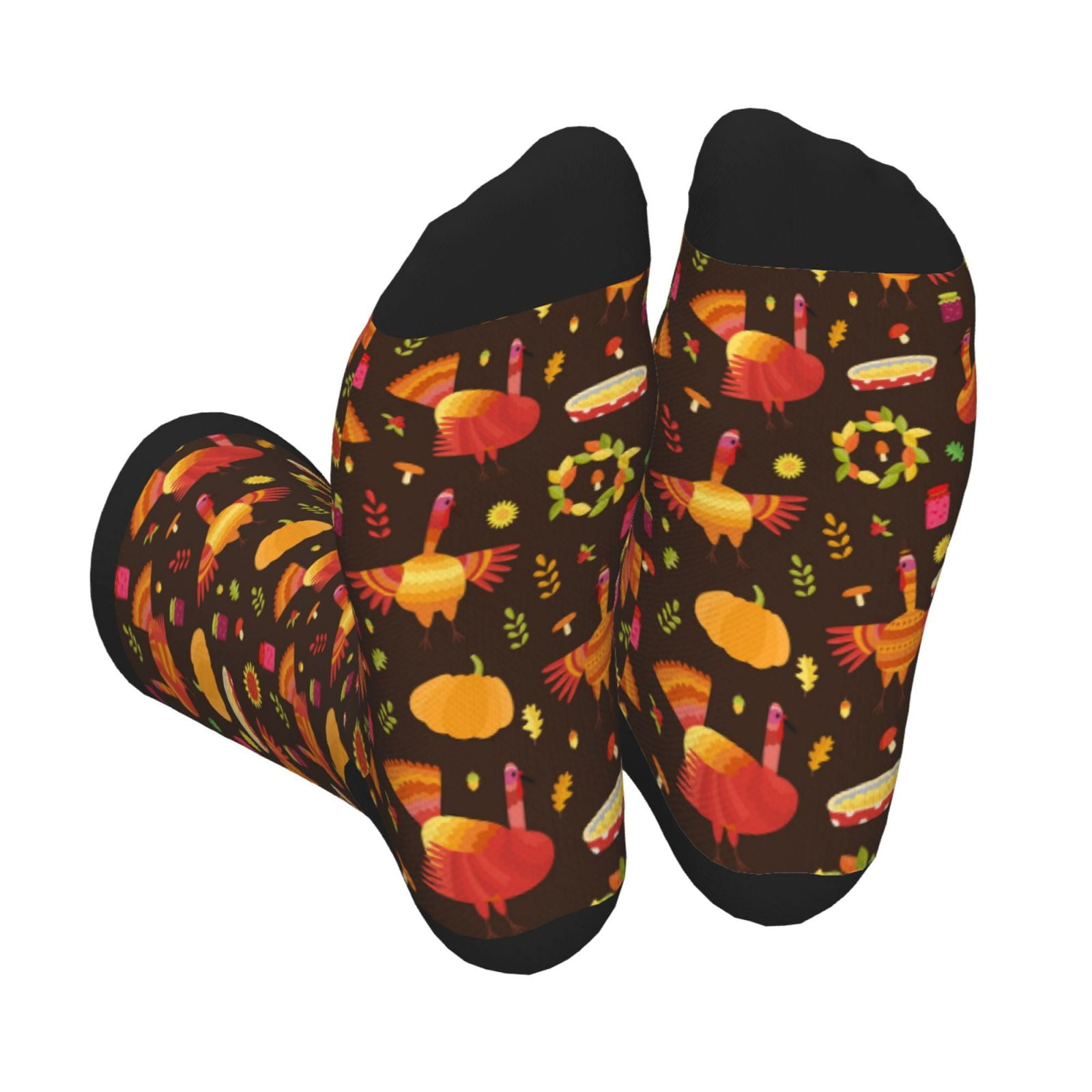 Xecao Thanksgiving Turkey Print Crew Socks for Men and Women, Men's ...