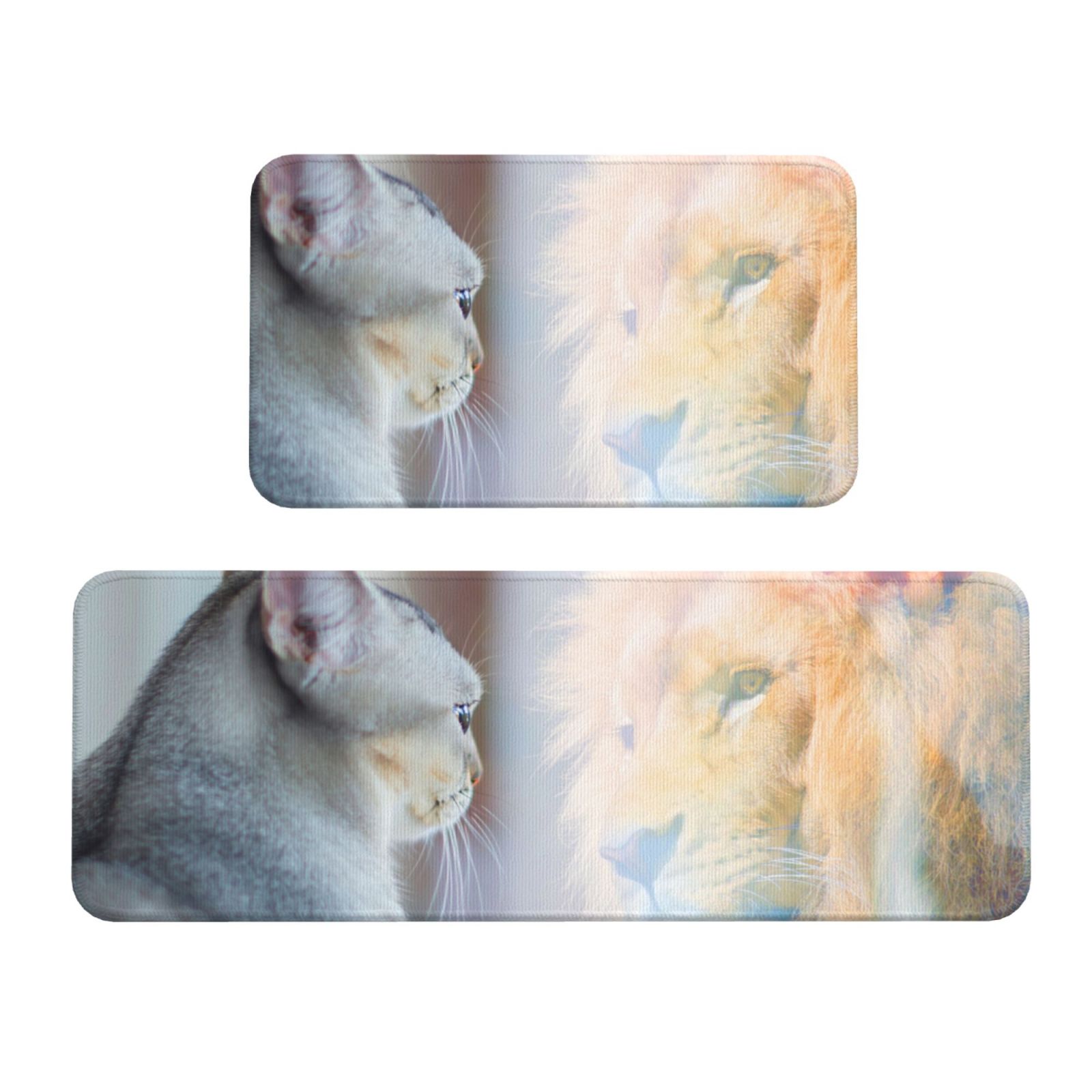 Xecao The Cat Looks in the Mirror Patten Kitchen Rugs and Mats Sets,2 ...