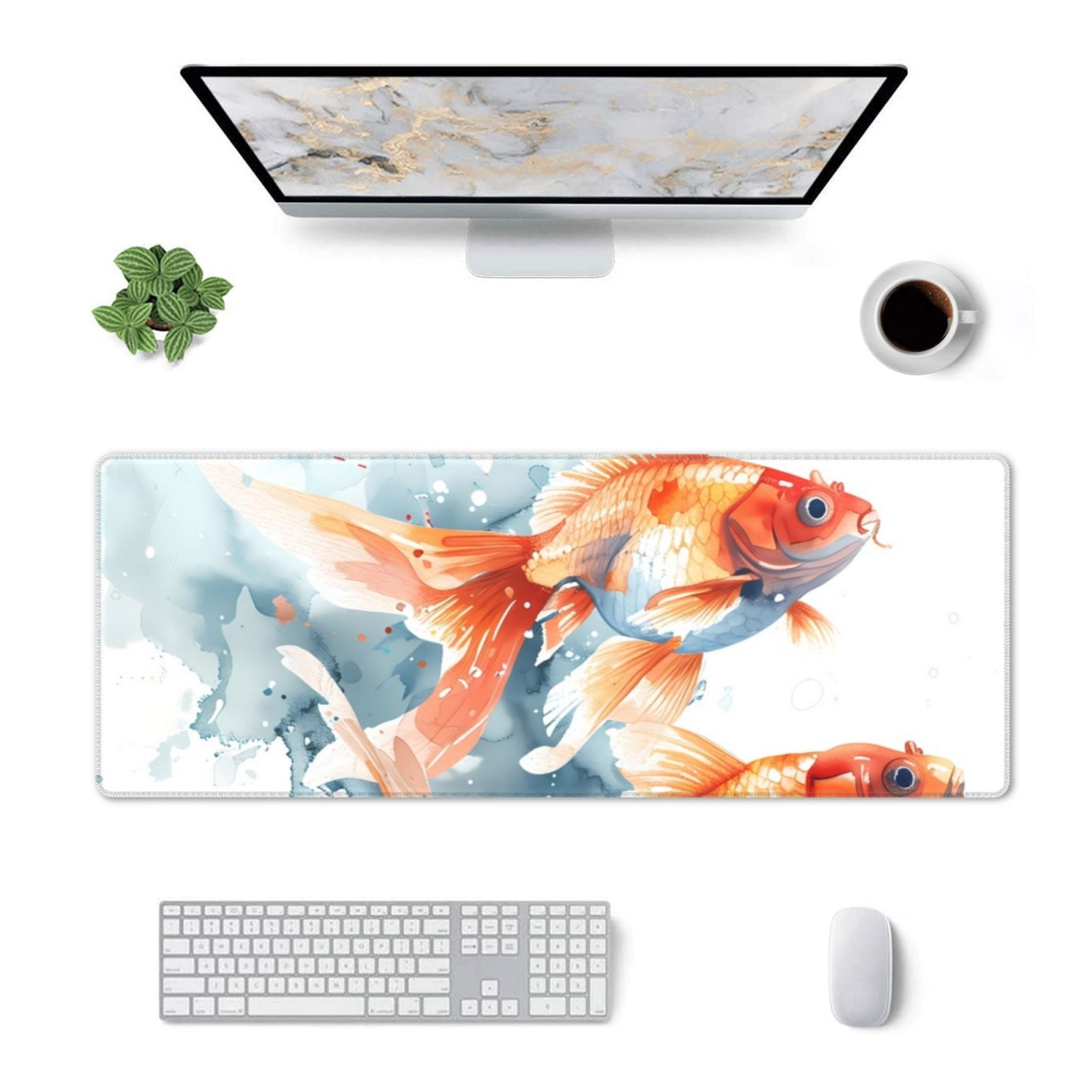 Xecao Three Goldfish Watercolor Splash for Mouse Pad - Waterproof ...