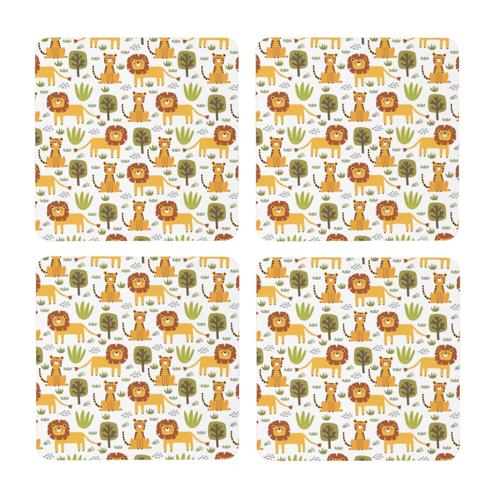 Xecao Tiger Lion for MDF Cork Coaster 4 Pcs,Drink Coasters,Suit for ...
