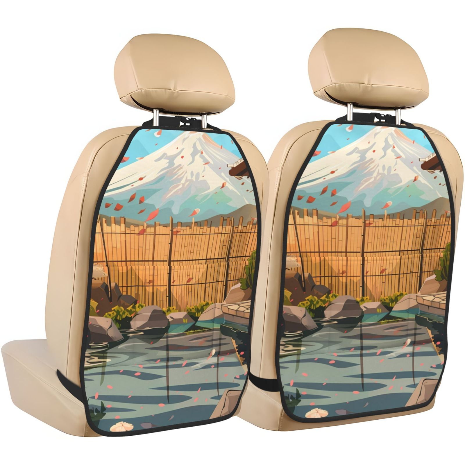 Xecao Tranquil Garden Landscape Pattern Car Seat Back Protector 2 Pack ...