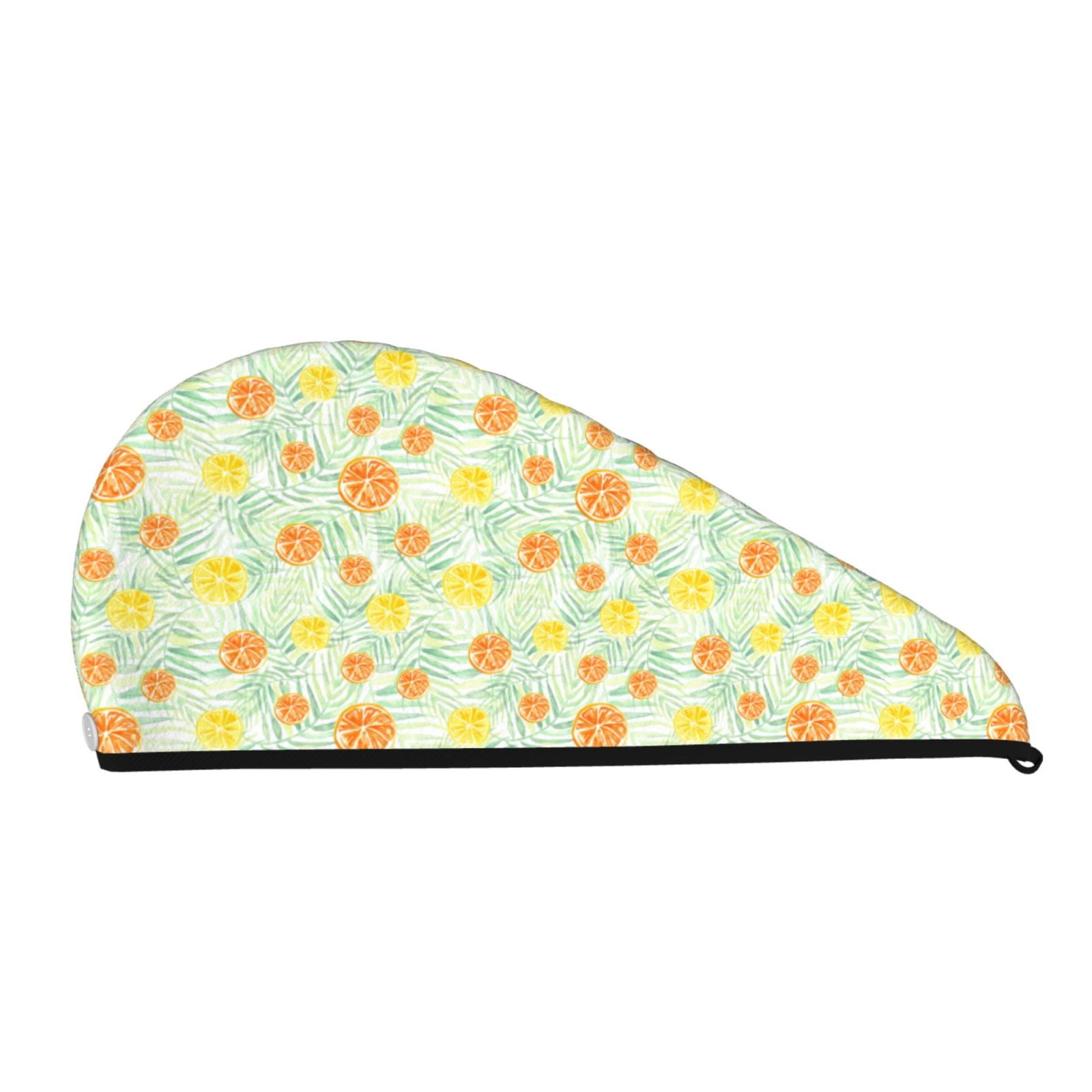 Xecao Tree Palms Lemon Print Hair Towel, Hair Turbans for Wet Hair ...