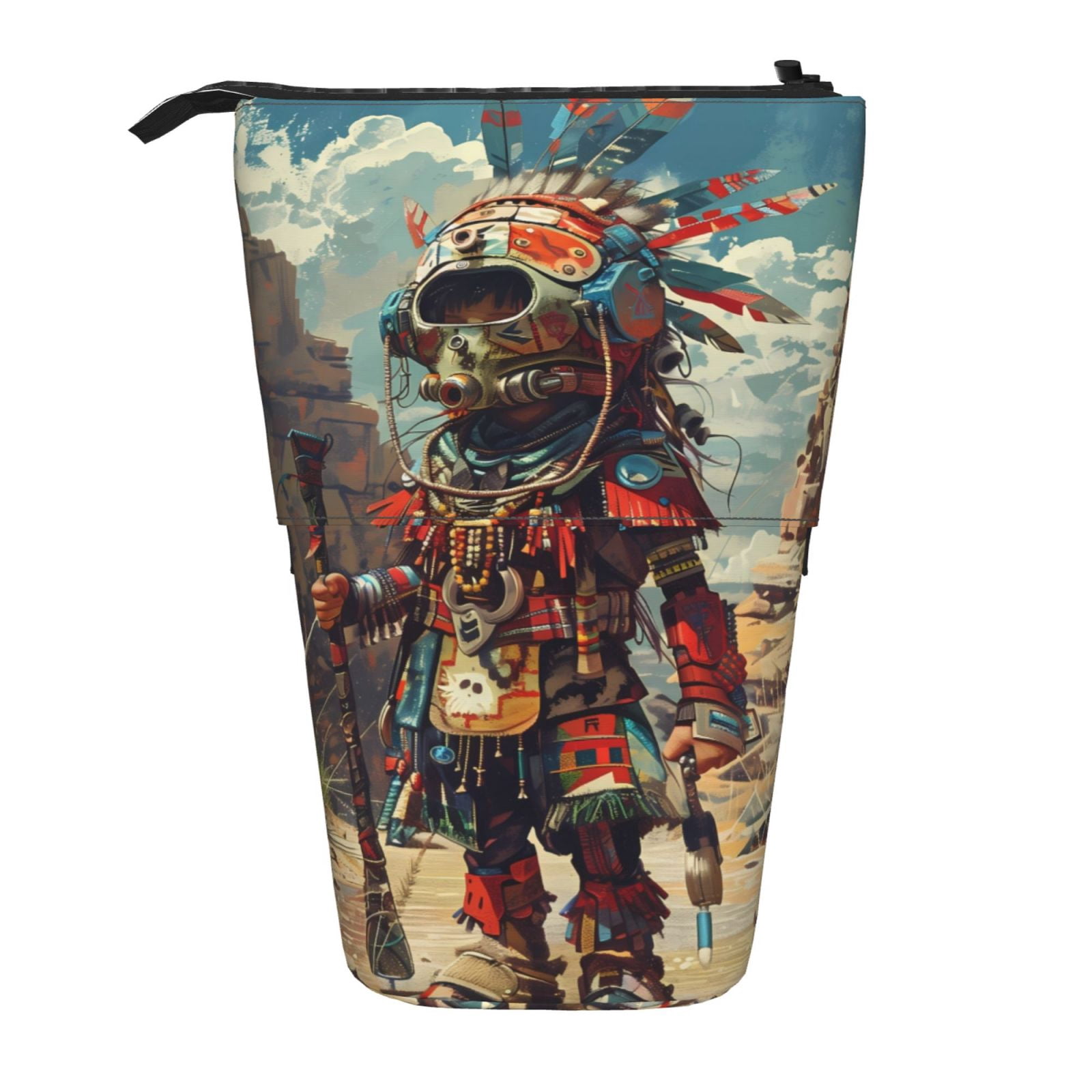 Xecao Tribal Futuristic Warrior Print Telescopic Pencil Bag Pen Holder ...