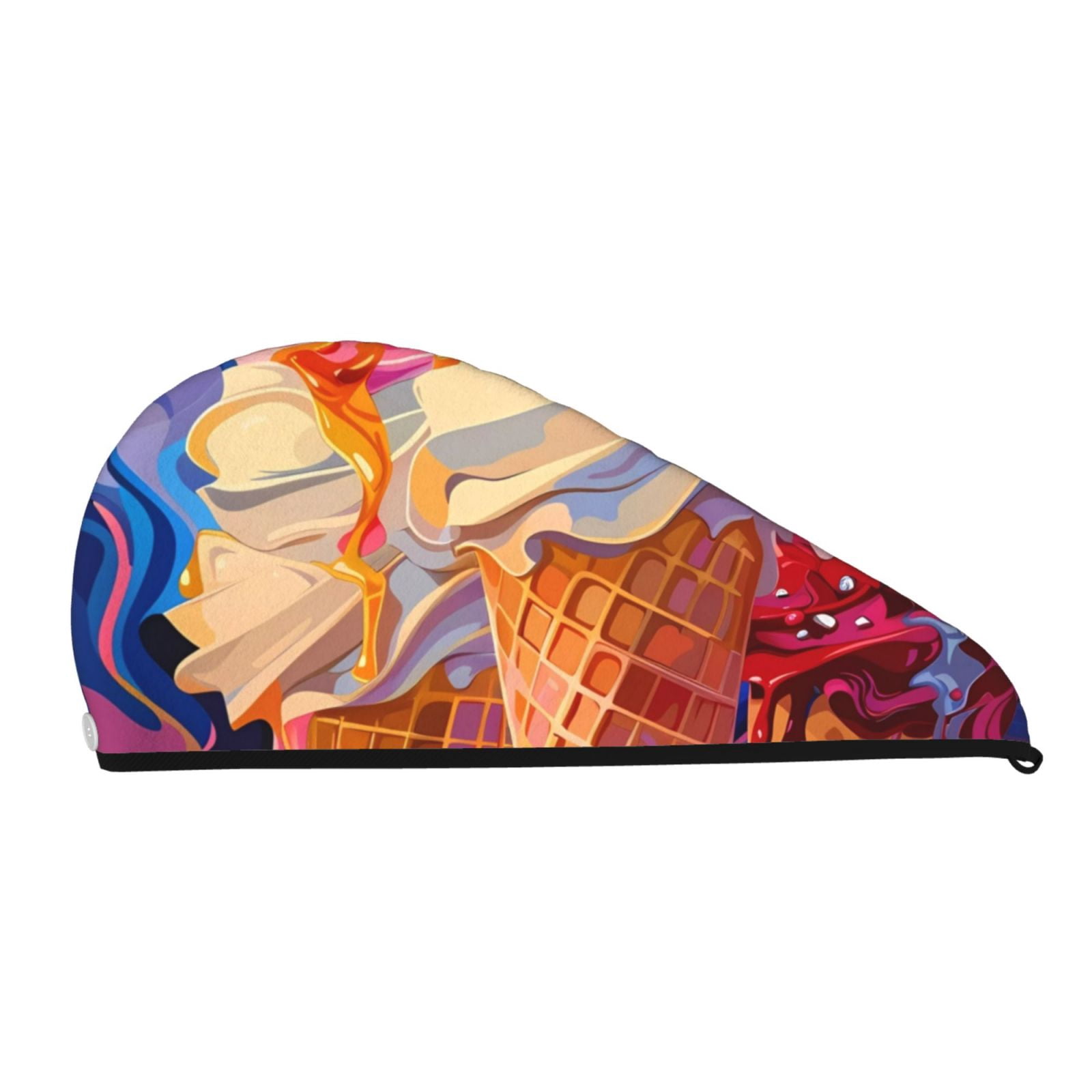 Xecao Trio Of Dripping Cones Print Hair Towel, Hair Turbans for Wet ...