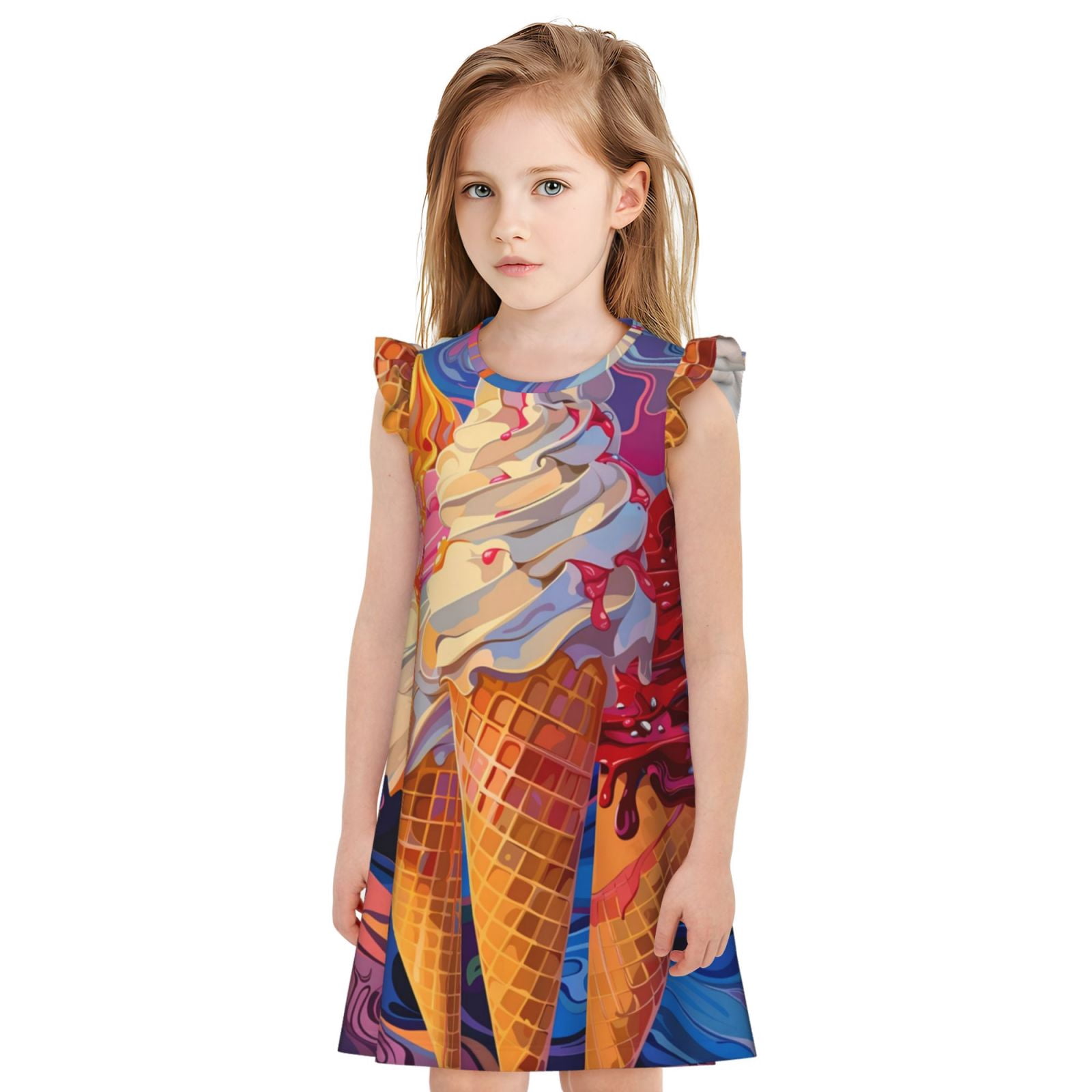 Xecao Trio Of Dripping Cones Print Pajama Dresses for Girls, Princess ...