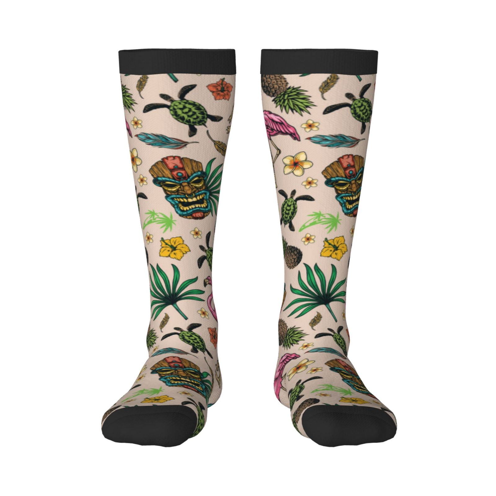 Xecao Tropical Mask Flamingo print thigh-high socks, crafted for both ...