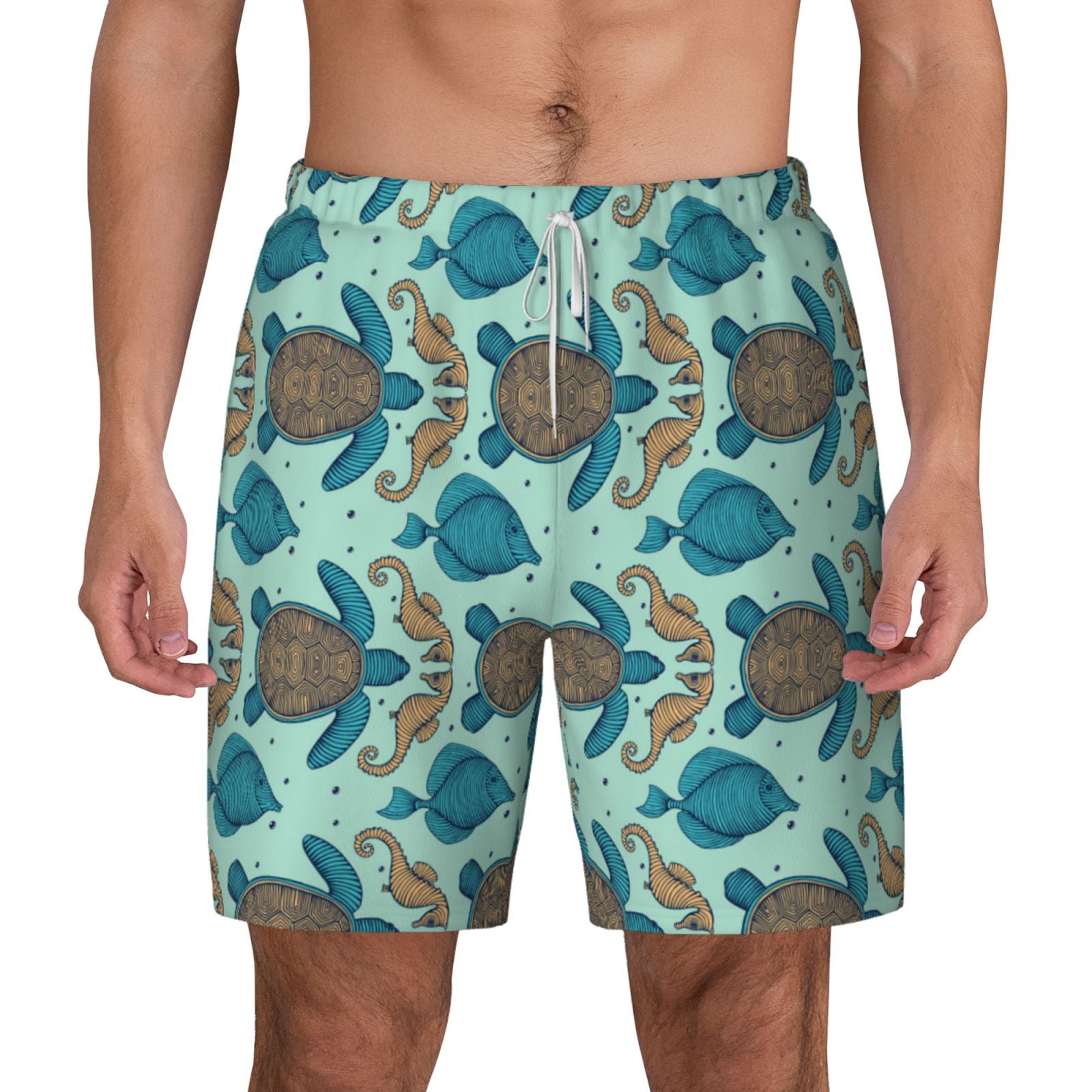 Xecao Turtles And Seahorses for Men's Swimming Trunks Swim Trunks Quick ...