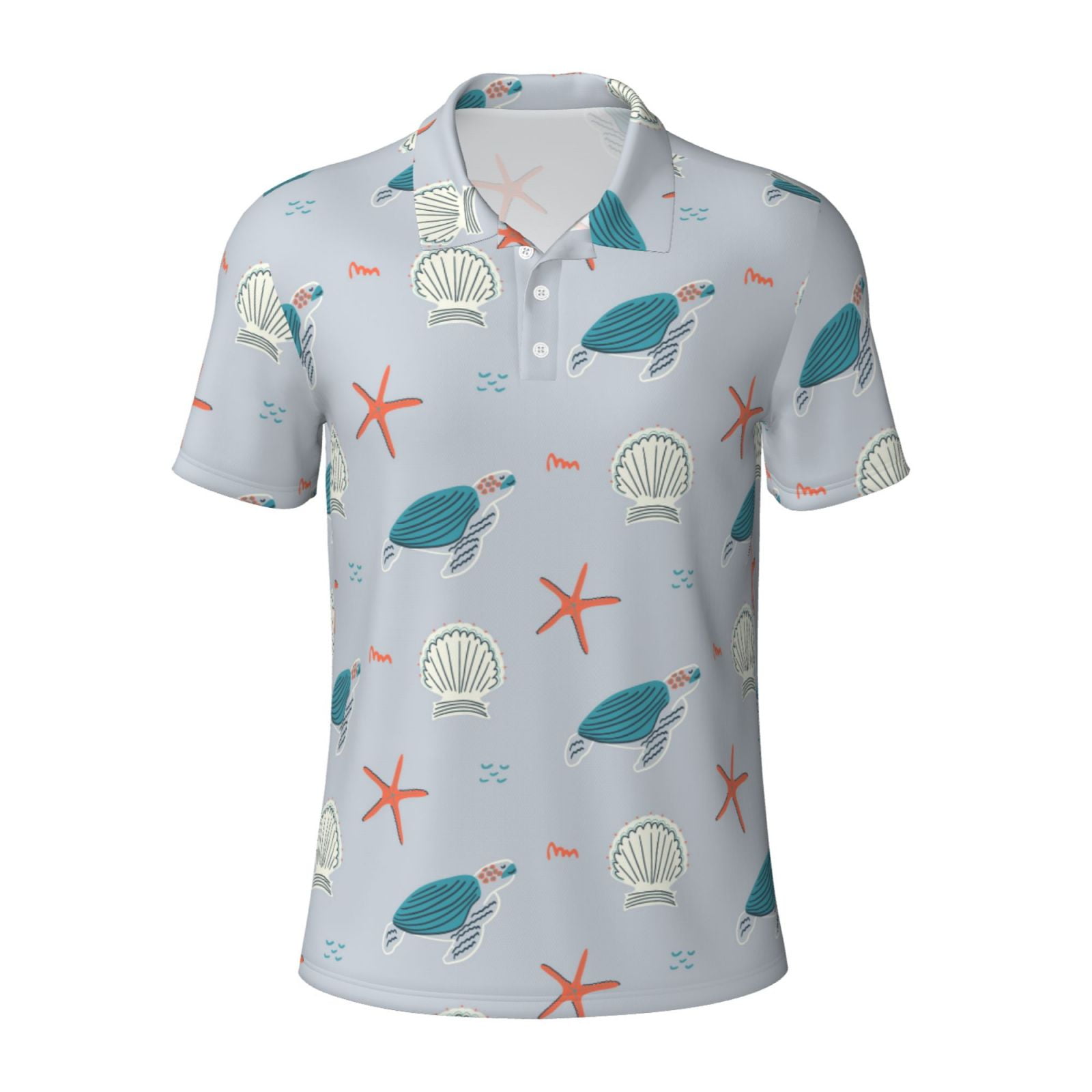 Xecao Turtles And Shells for Mens' Casual Short Sleeve Button-Down Polo ...