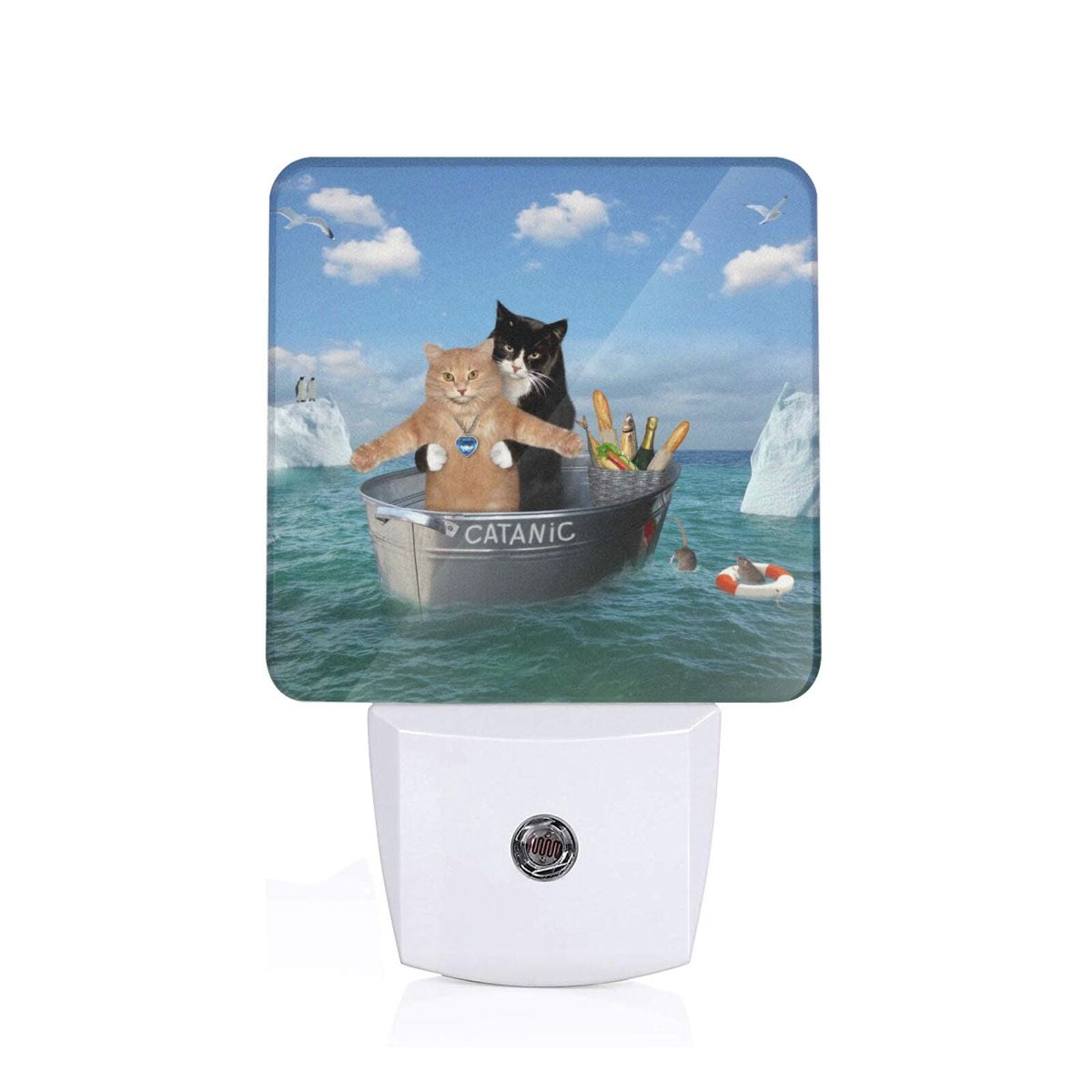 Xecao Two Brave Cats Are Floating On The Sea Iceberg for Night Light ...