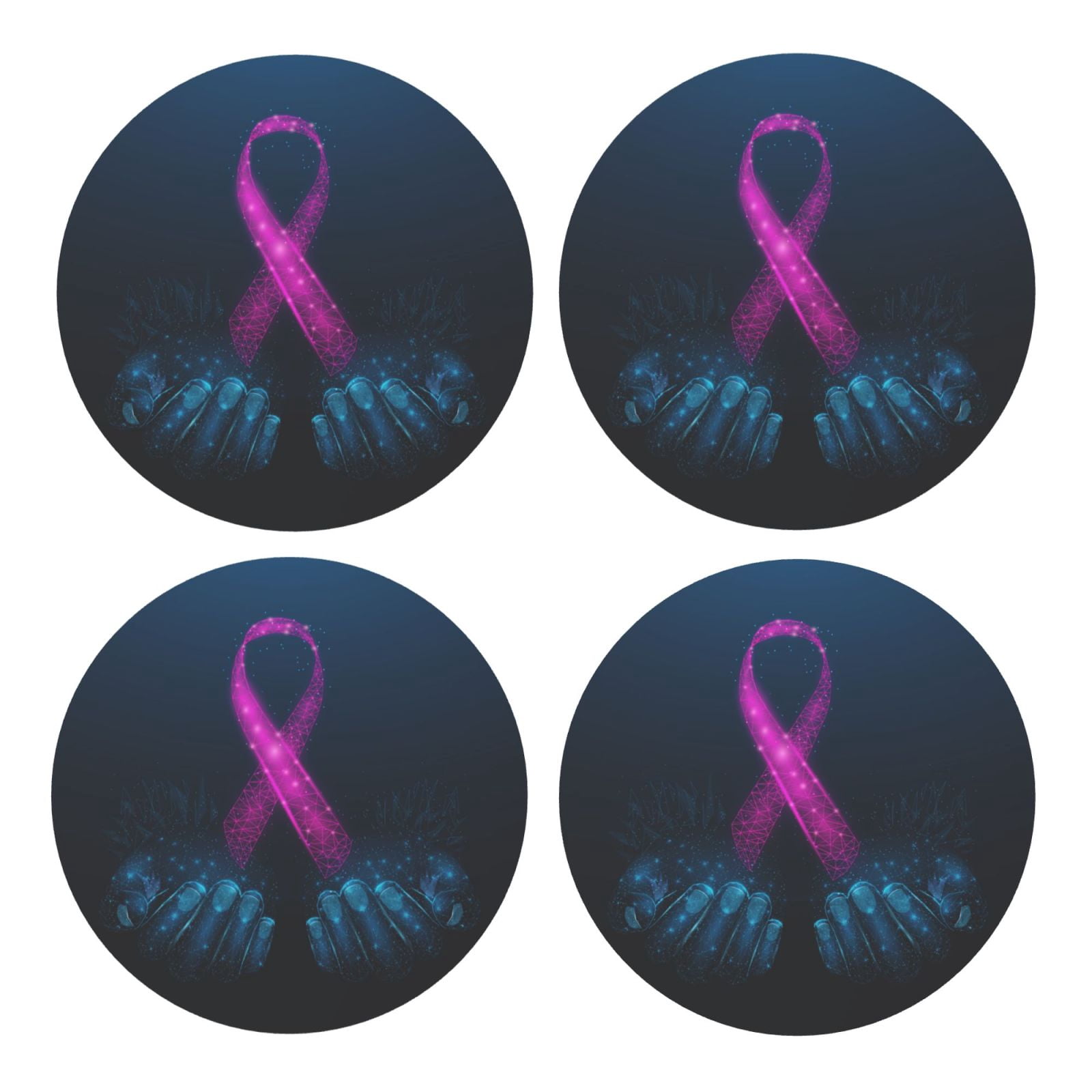 Xecao Two Human Hands are Holds Ribbon Awareness for MDF Cork Coaster 4 ...