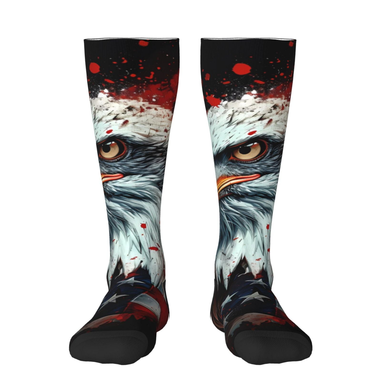 Xecao USA Bald Eagle print thigh-high socks, crafted for both men and ...