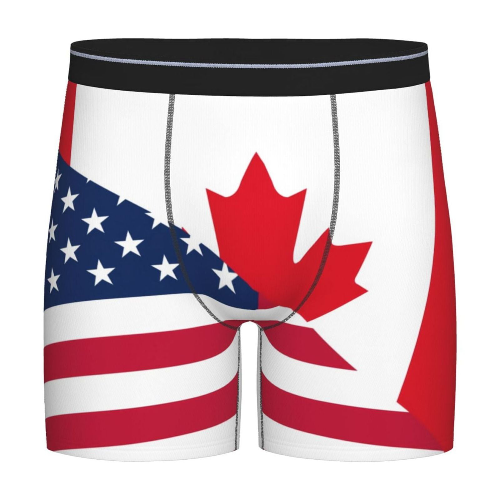 Xecao USA Canada Flag Print Boxer Briefs for Men's Stretch Moisture ...