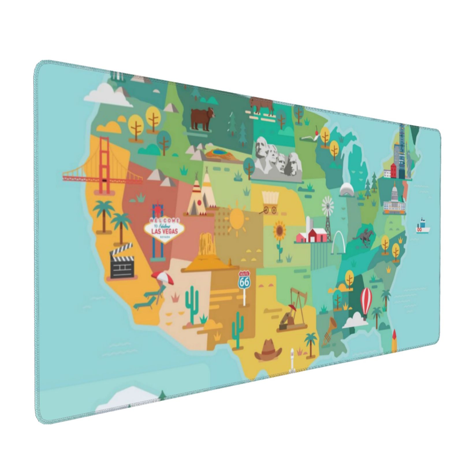 Xecao USA Tourist Map Print Large Mouse Pad, 16x35.5in Mousepad ...
