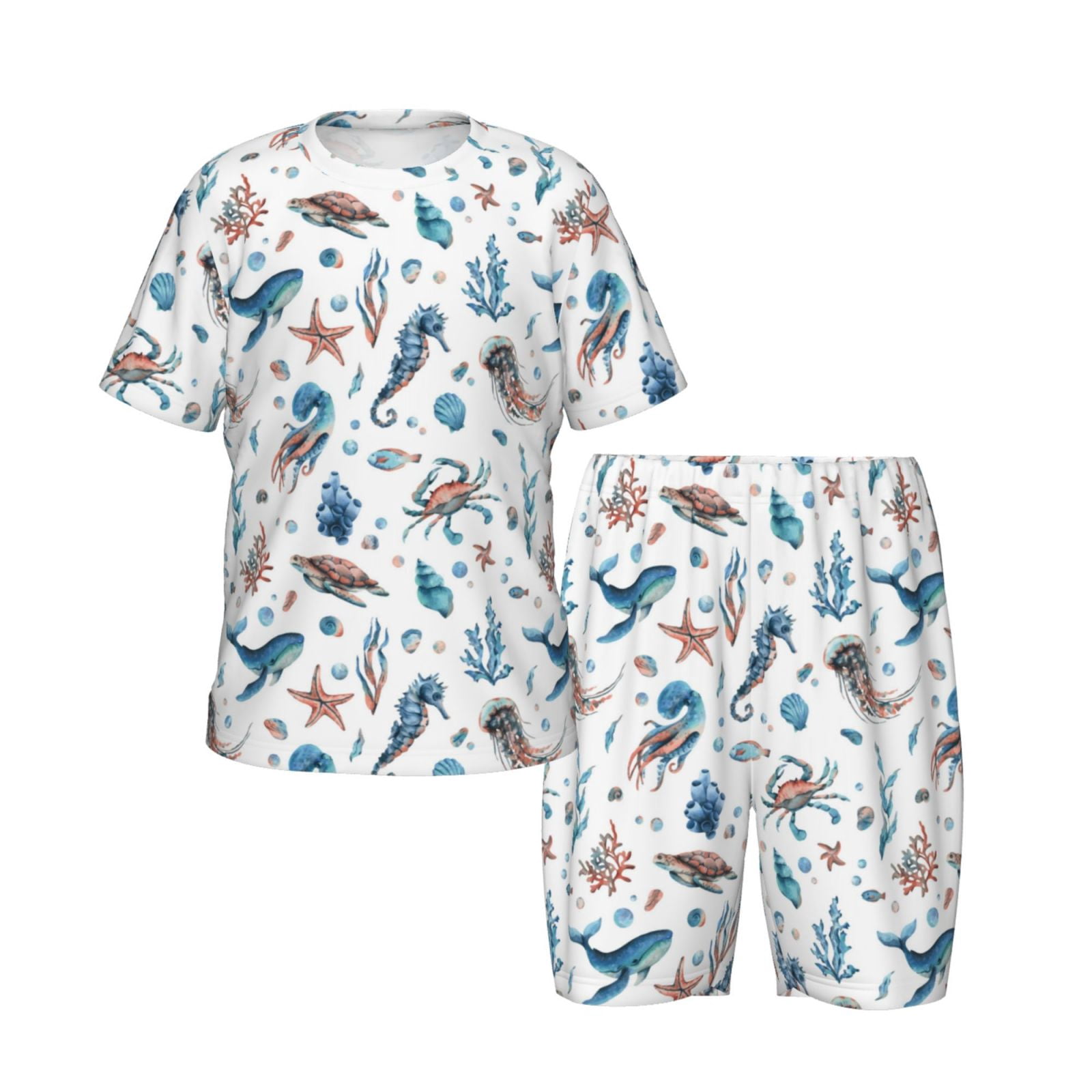 Xecao Undersea Animals Print Short-Sleeved Summer Pajama Set for Boys ...