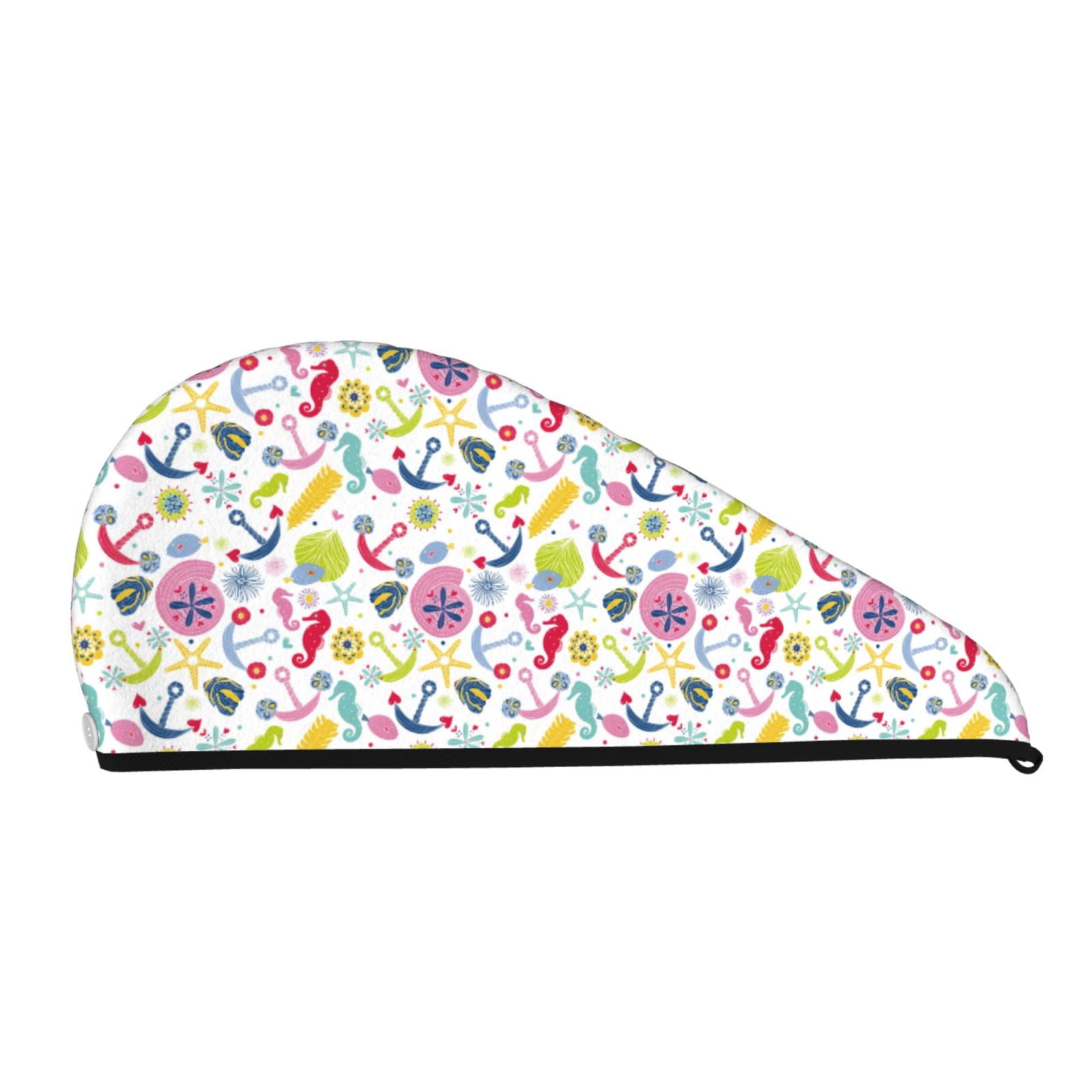 Xecao Undersea Seahorse Print Hair Towel, Hair Turbans for Wet Hair ...