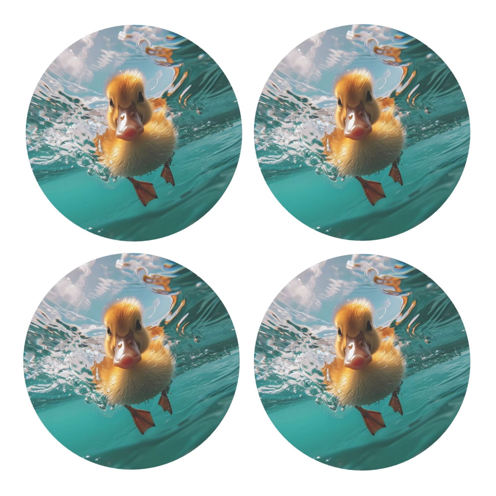 Xecao Underwater Swimming Duck for MDF Cork Coaster 4 Pcs,Drink ...