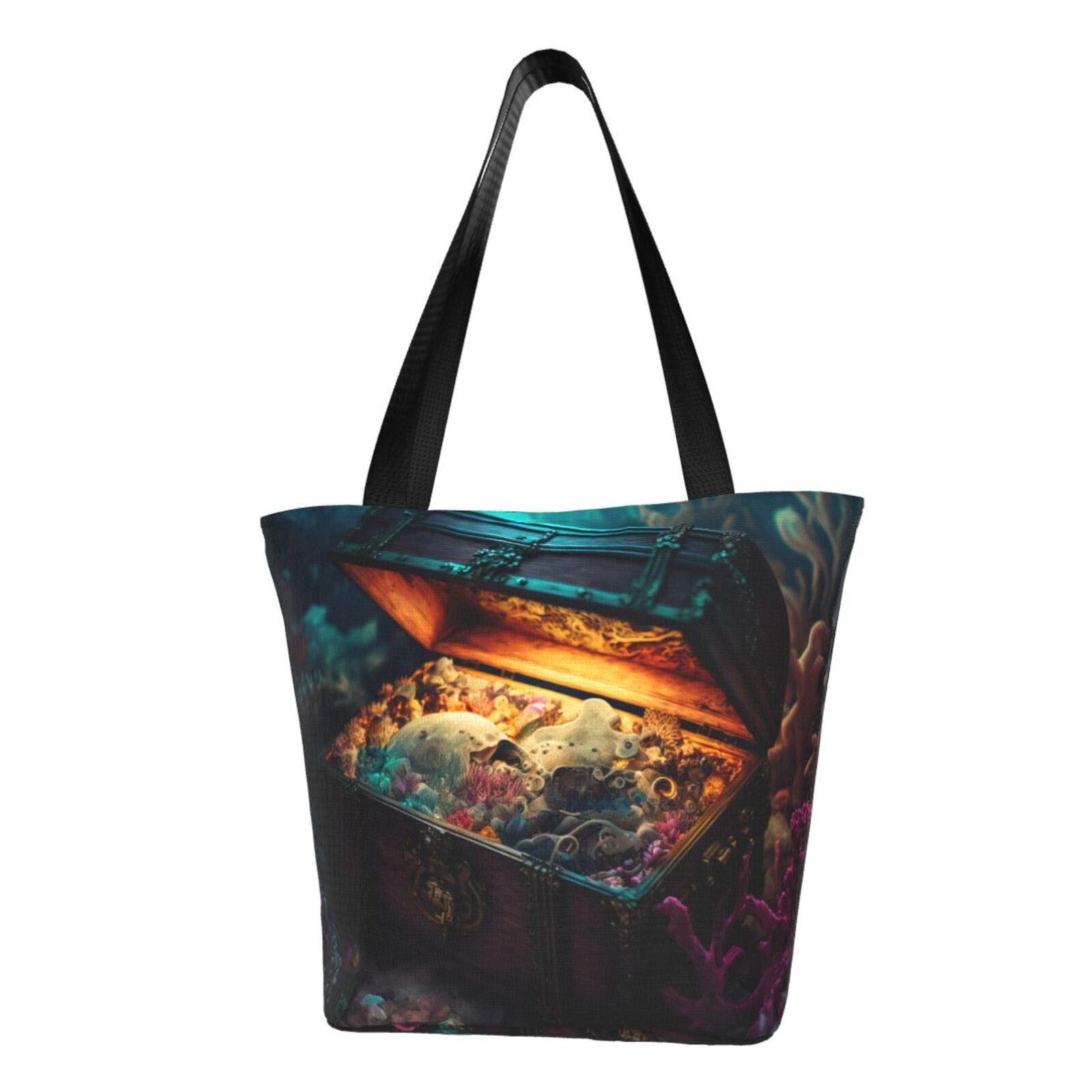 Xecao Underwater Treasure Chest for Tote Bag for Women -Tote Shoulder Bag with A Little Pocket ...