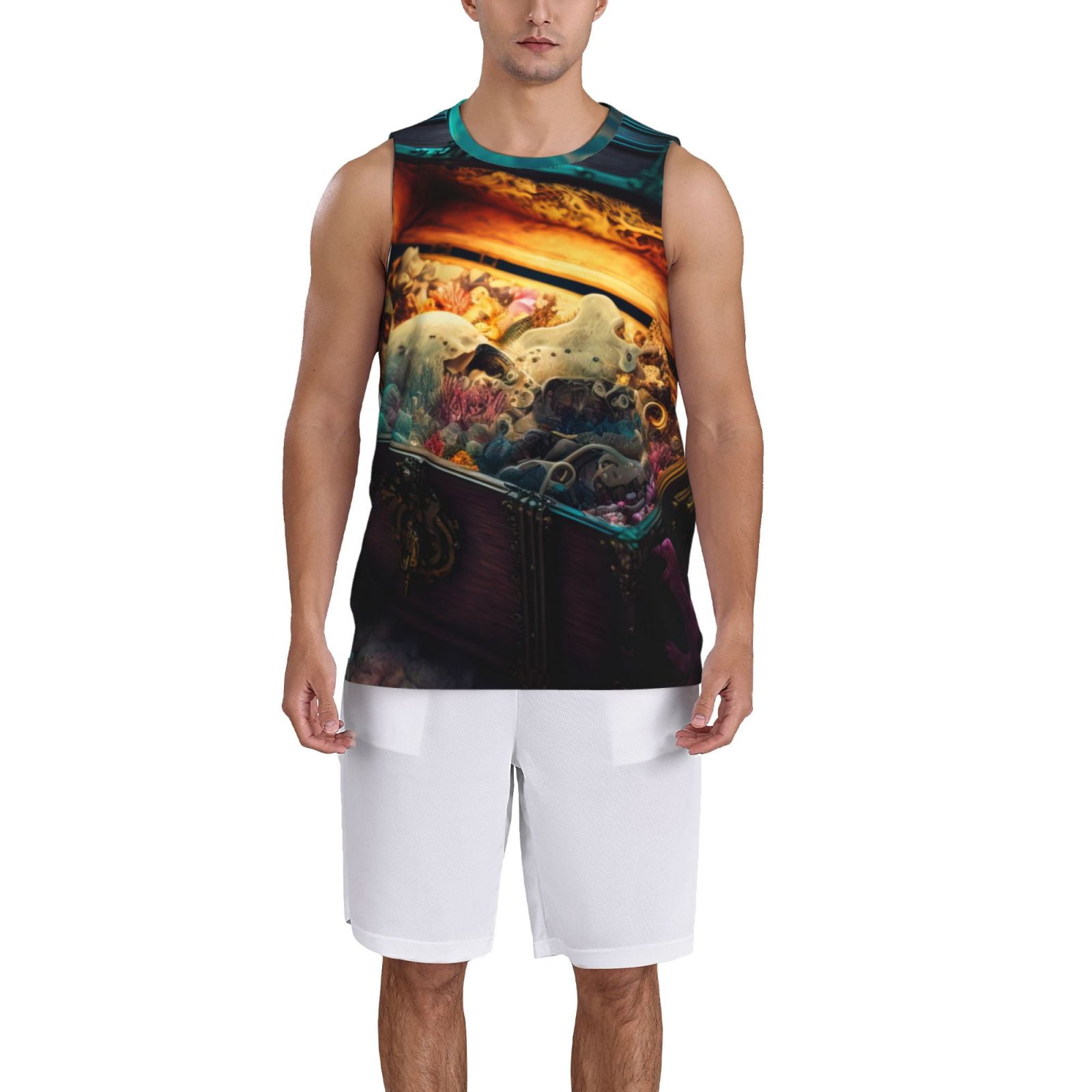 Xecao Underwater Treasure Chest print basketball shirt for both men and ...