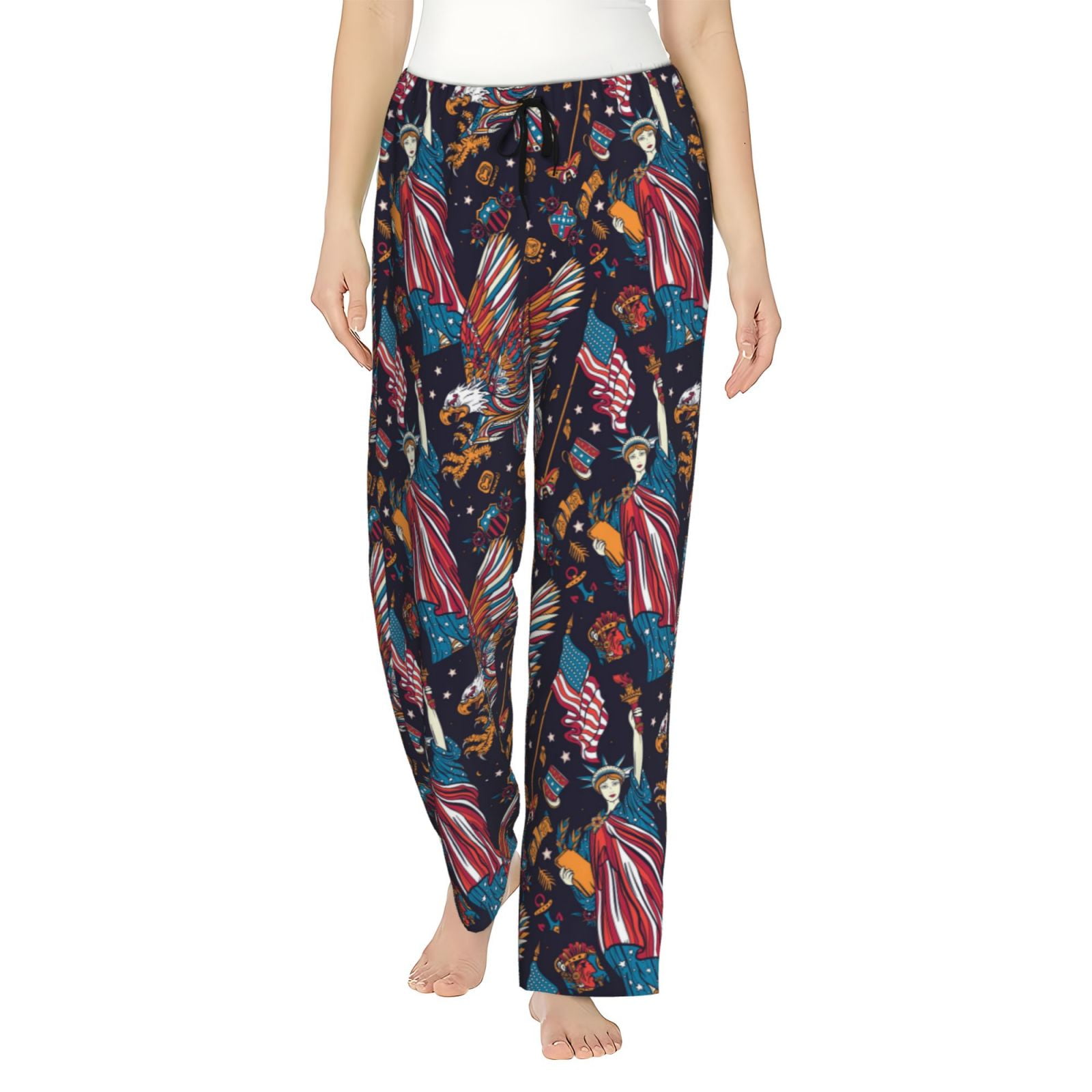 Xecao United States Of America Print Women's Straight Lounge Pajama ...