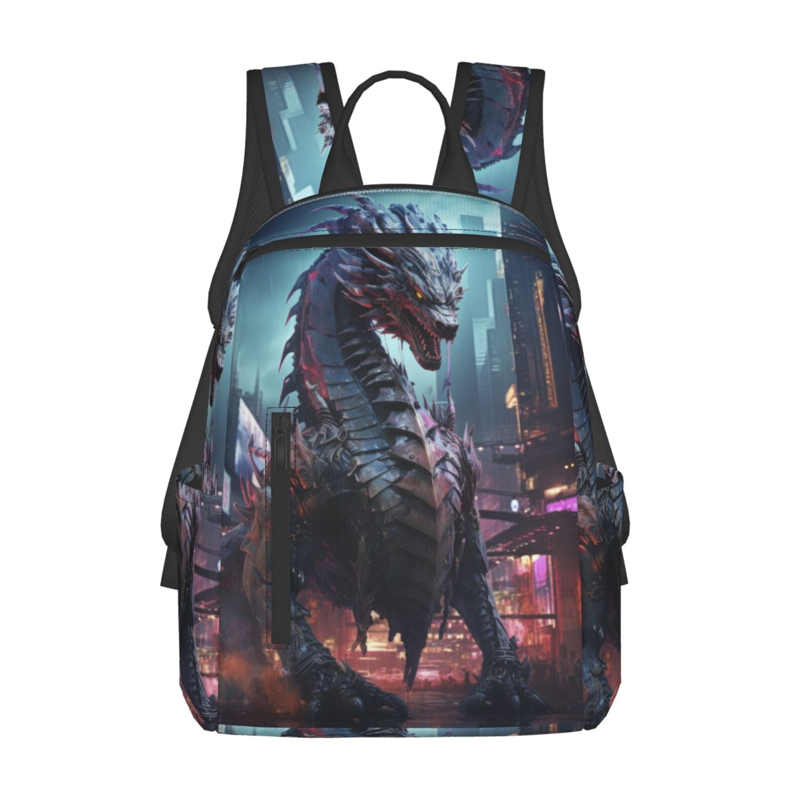 Xecao Urban Mechanical Dragon print Backpack For women men Aesthetic ...