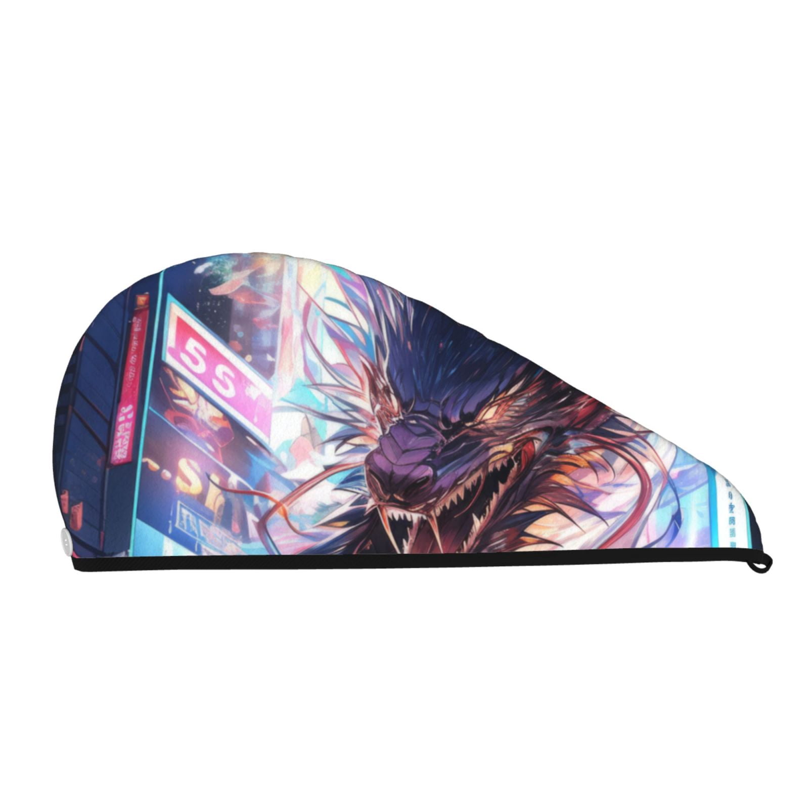 Xecao Urban Style Colorful Dragon Print Hair Towel, Hair Turbans for ...