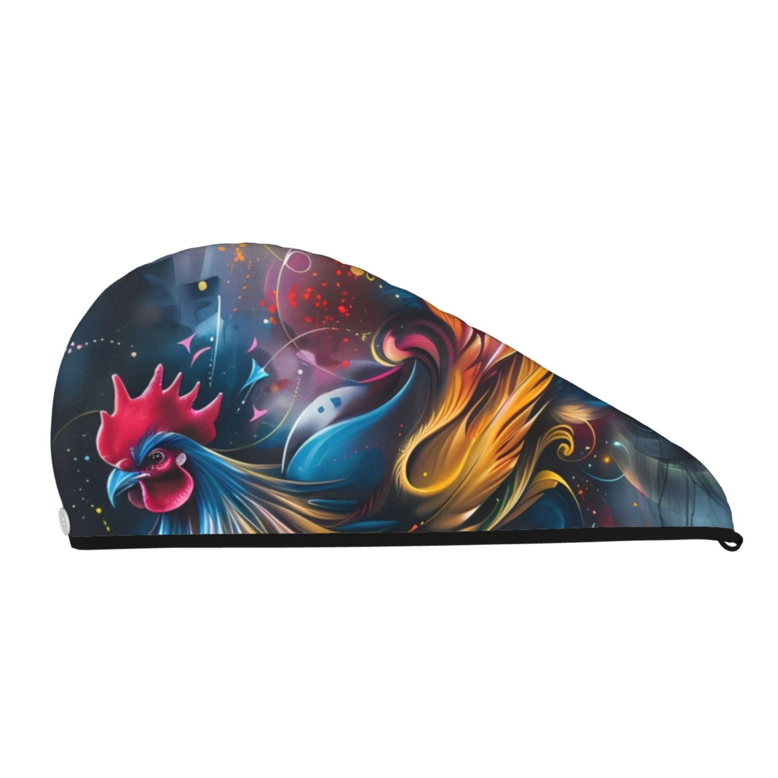 Xecao Vibrant Rooster Painting Print Hair Towel, Hair Turbans for Wet ...