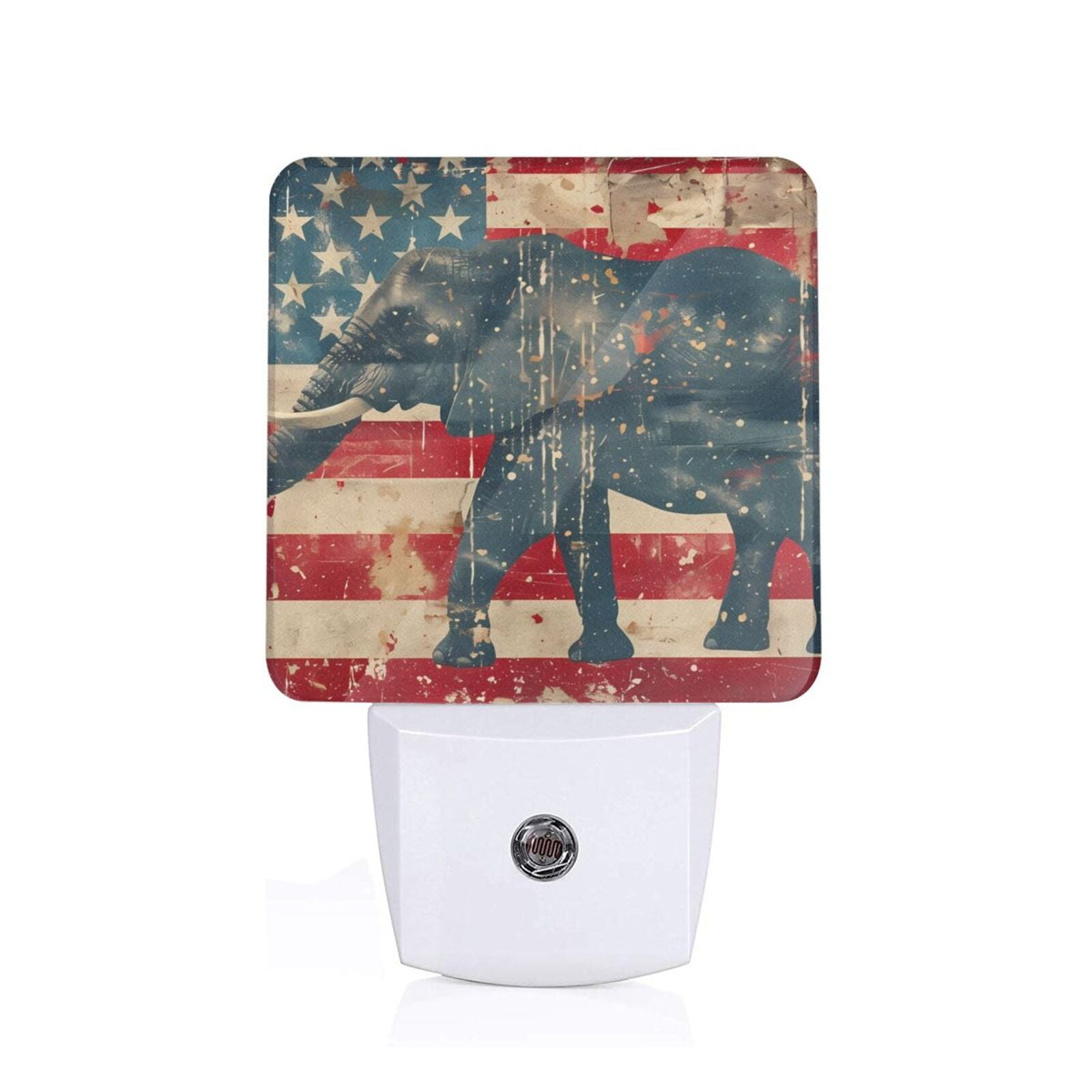 Xecao Vintage American Flag Elephant for Night Light - a Wall-mounted ...