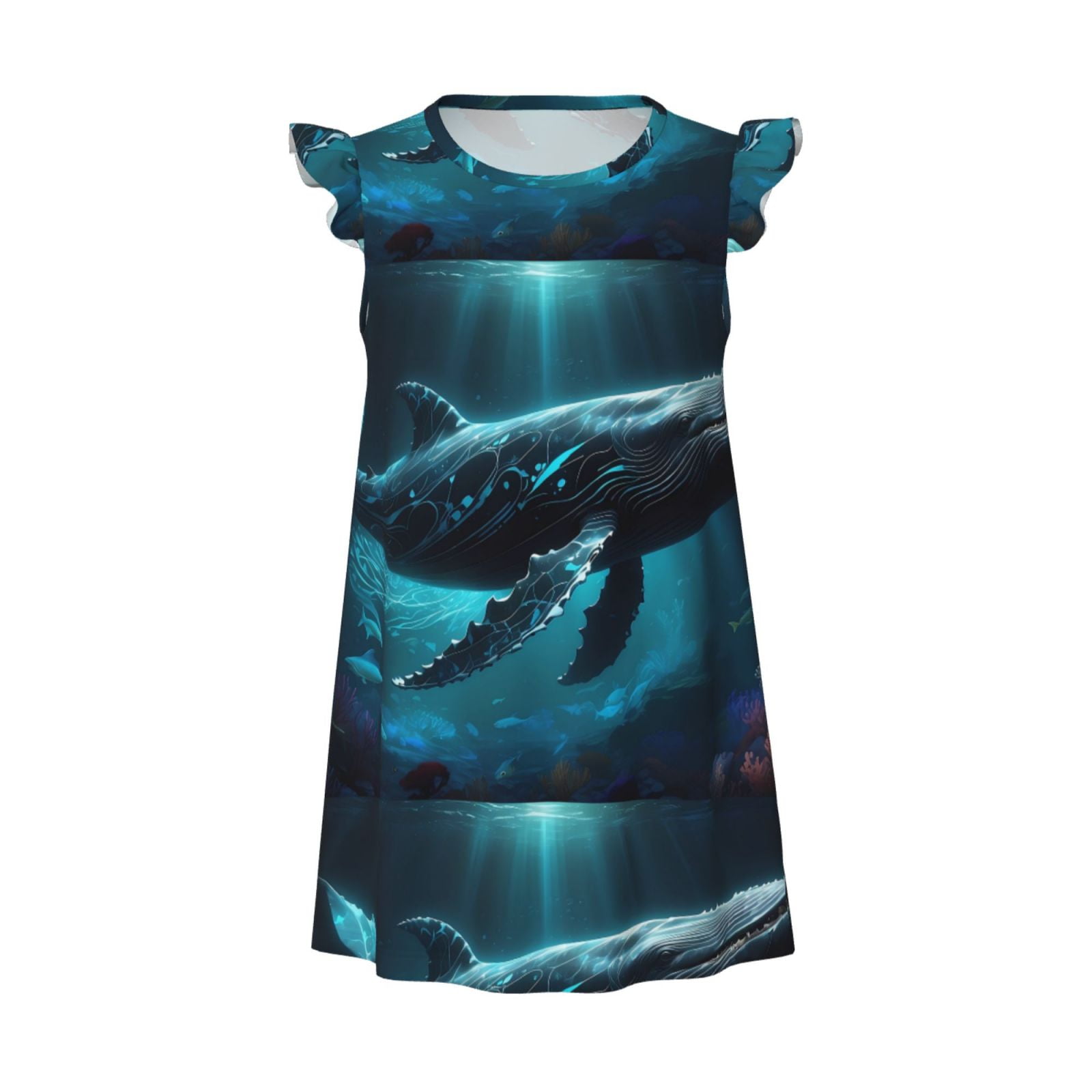 Xecao Vintage Blue Pattern Whale Nightgowns for Girls: Elegant Princess ...