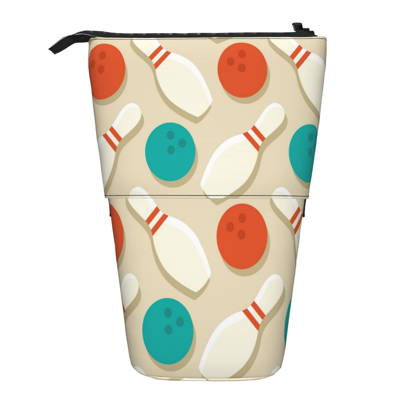 Xecao Vintage Bowling Print Telescopic Pencil Bag Pen Holder Pop Up ...