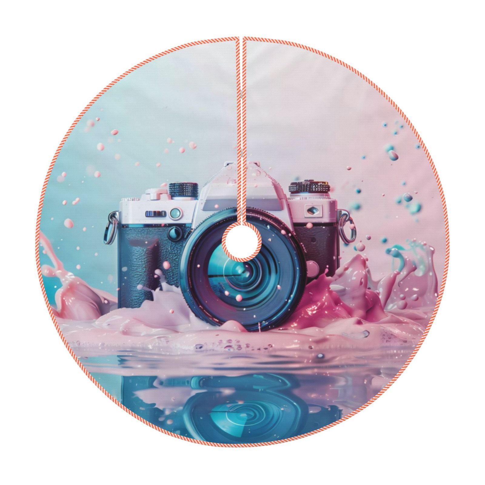 Xecao Vintage Camera Splash Art Pattern Christmas Tree Skirt Holiday ...