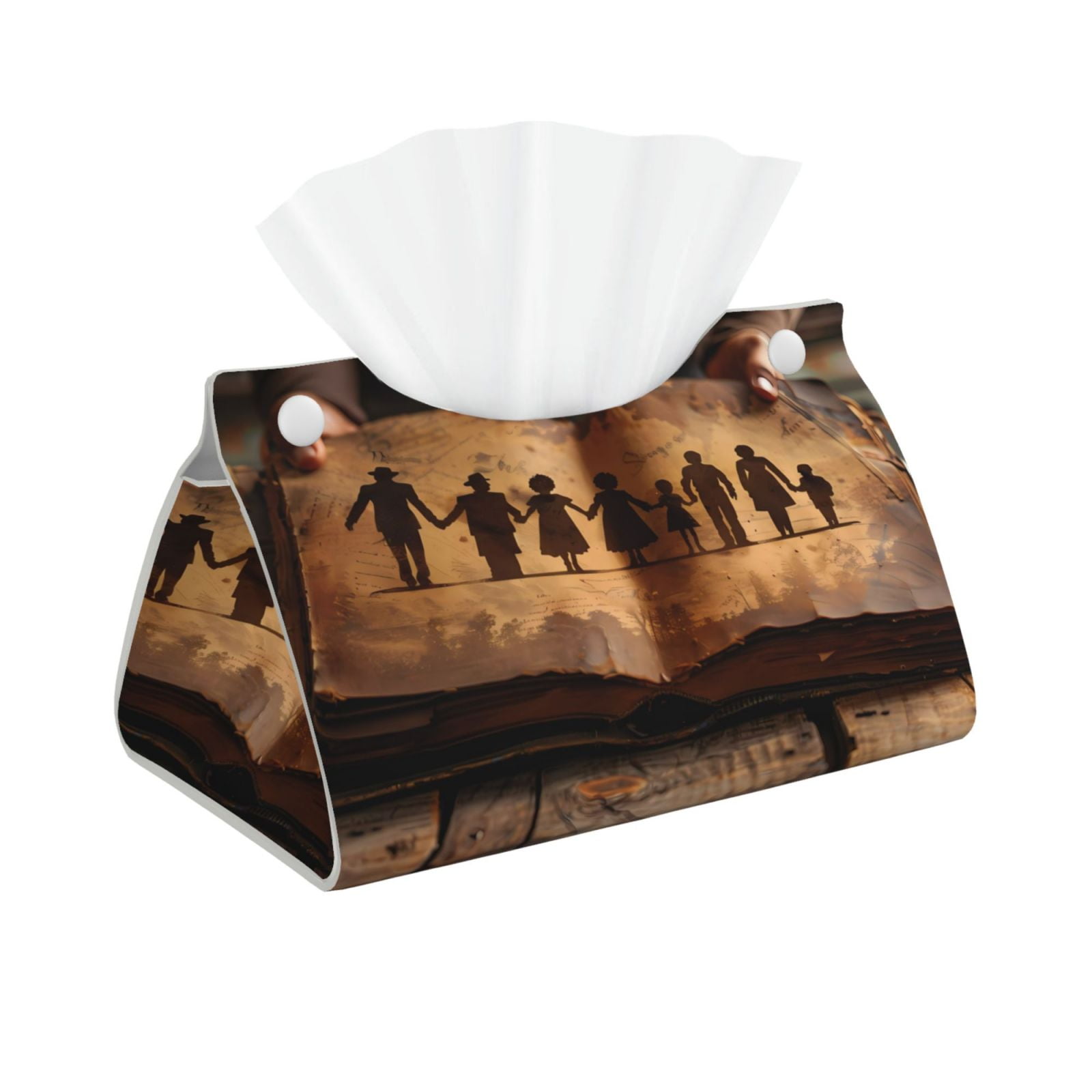 Xecao Vintage Family History Book Print Tissue Box Cover,Modern PVC ...