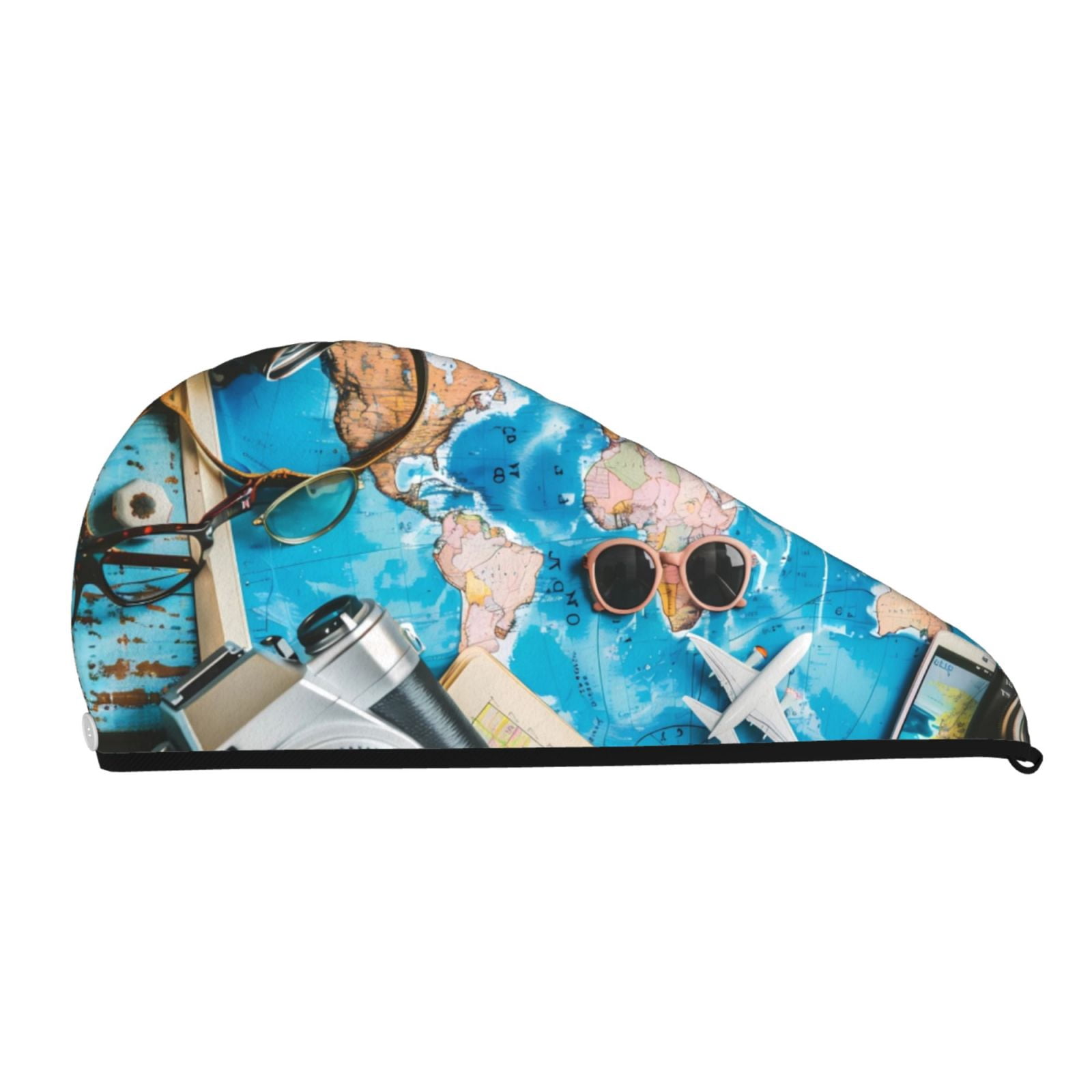 Xecao Vintage Map Travel Essentials Print Hair Towel, Hair Turbans for ...