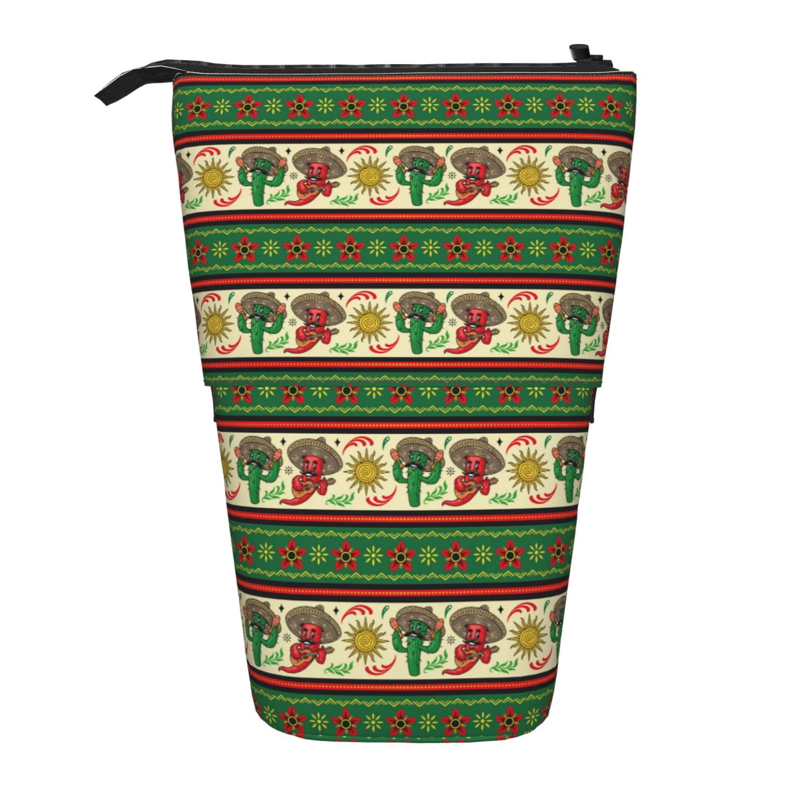 Xecao Vintage Mexican Print Telescopic Pencil Bag Pen Holder Pop Up ...