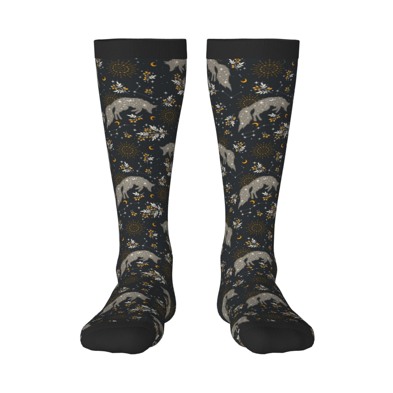 Xecao Vintage Moon with Plants and Fox Print Compression Socks for Both ...