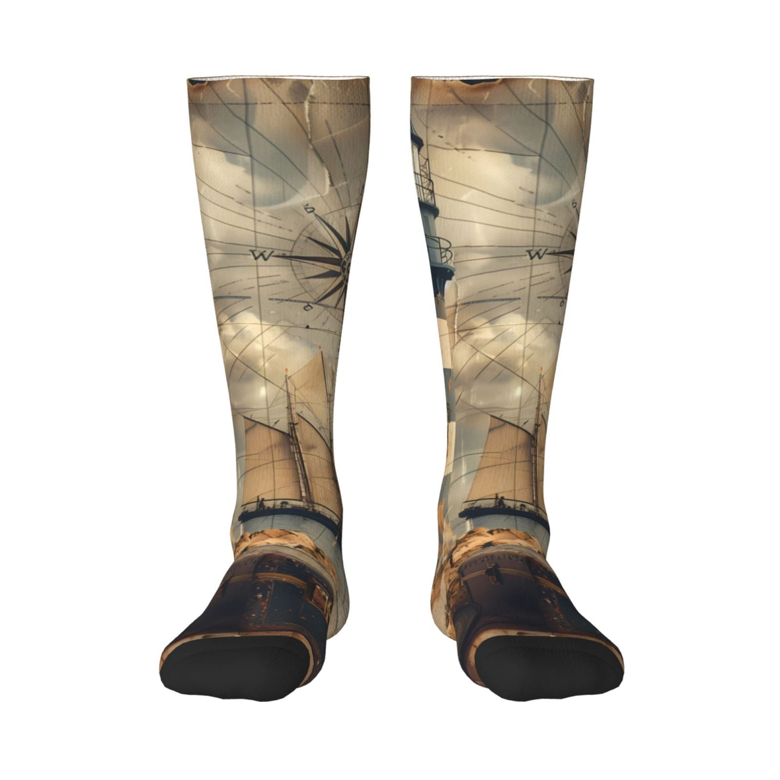 Xecao Vintage Nautical Lighthouse Print Compression Socks for Both Men ...